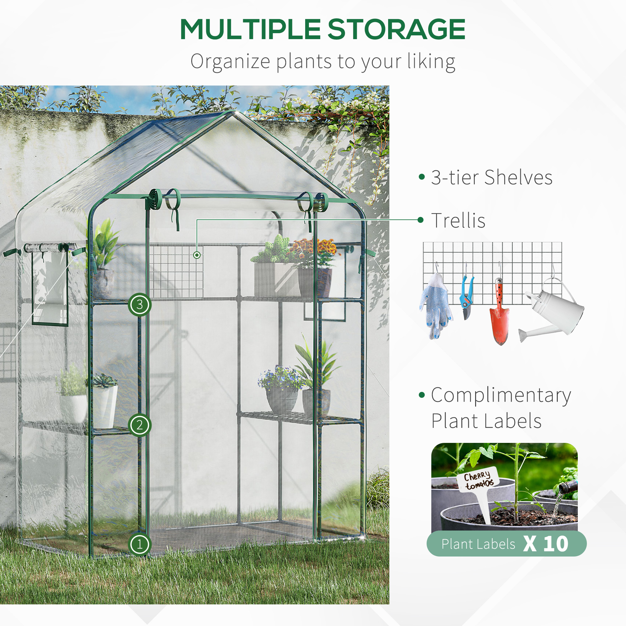 Outsunny Outdoor Walk-in Mini Greenhouse with Mesh Door & Windows ...