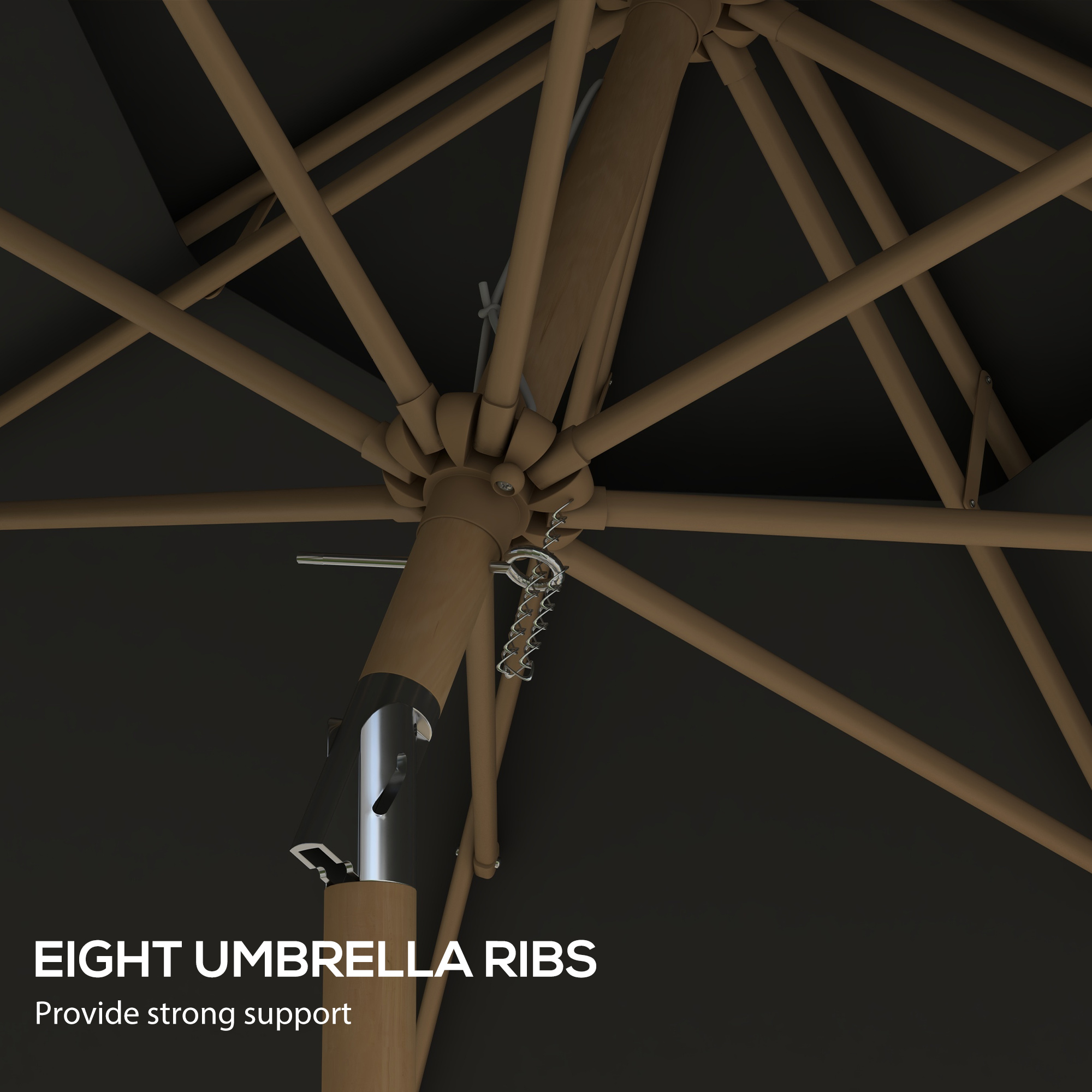 Outsunny 8.8' Patio Umbrella with Push Button Tilt and Crank, Dark Gray ...