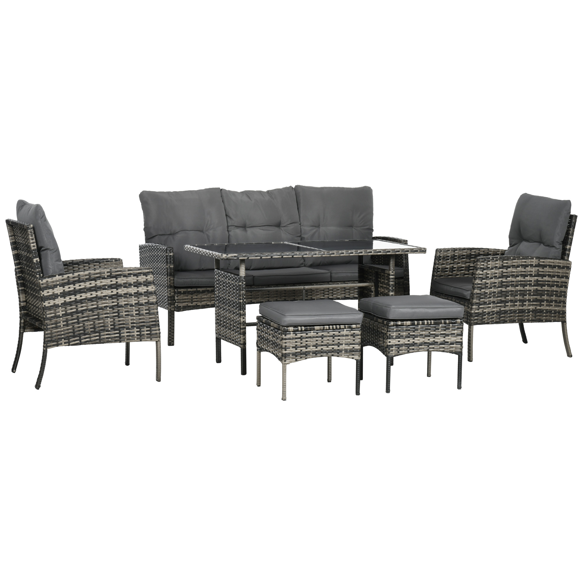 Outsunny 6PC Wicker Patio Furniture Set Sofa Ottomans | Aosom Canada