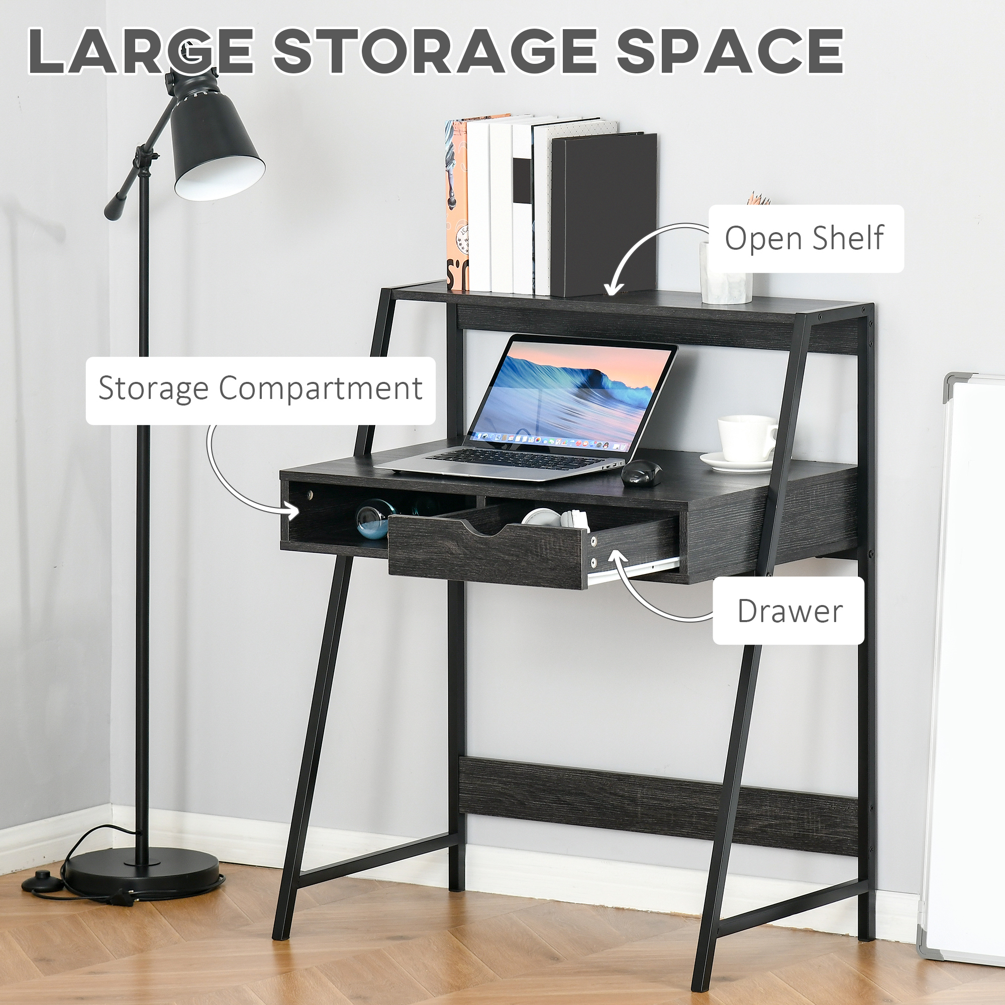 HOMCOM Computer Desk for Small Spaces, School Student Desk Study ...