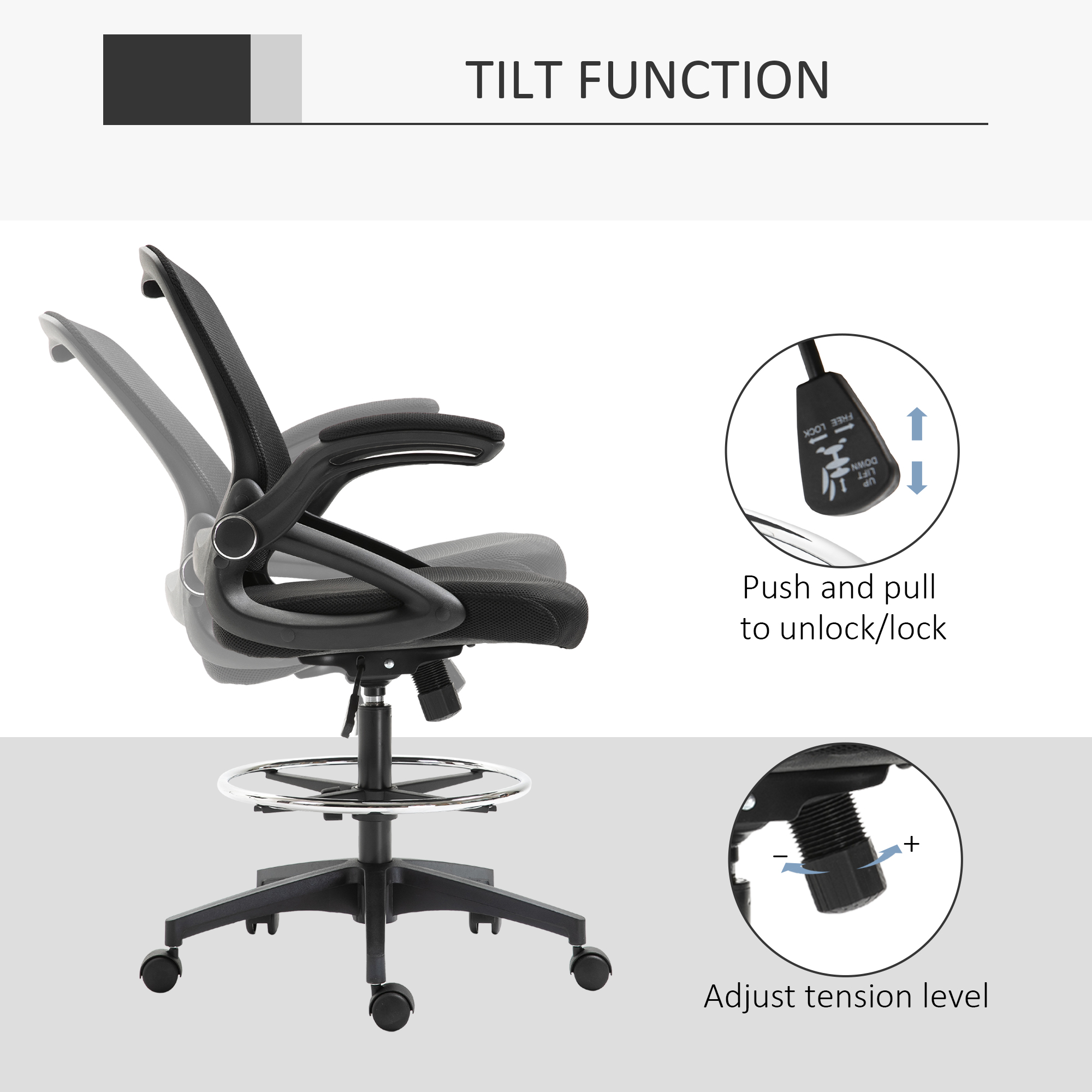 Drafting chair with adjustable lumbar support store