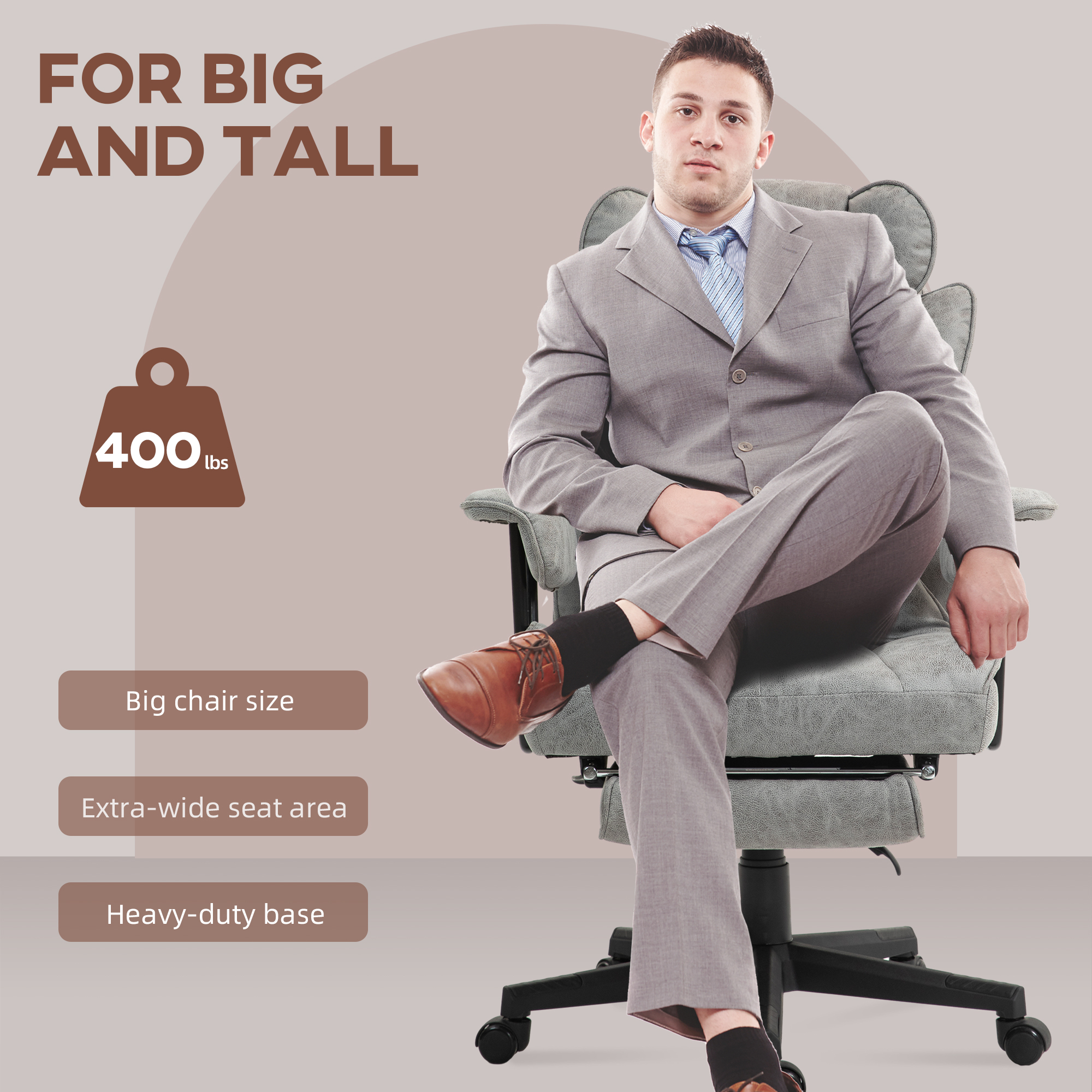 HOMCOM 396lbs. Big and Tall Office Chair, Executive Office Chair with ...
