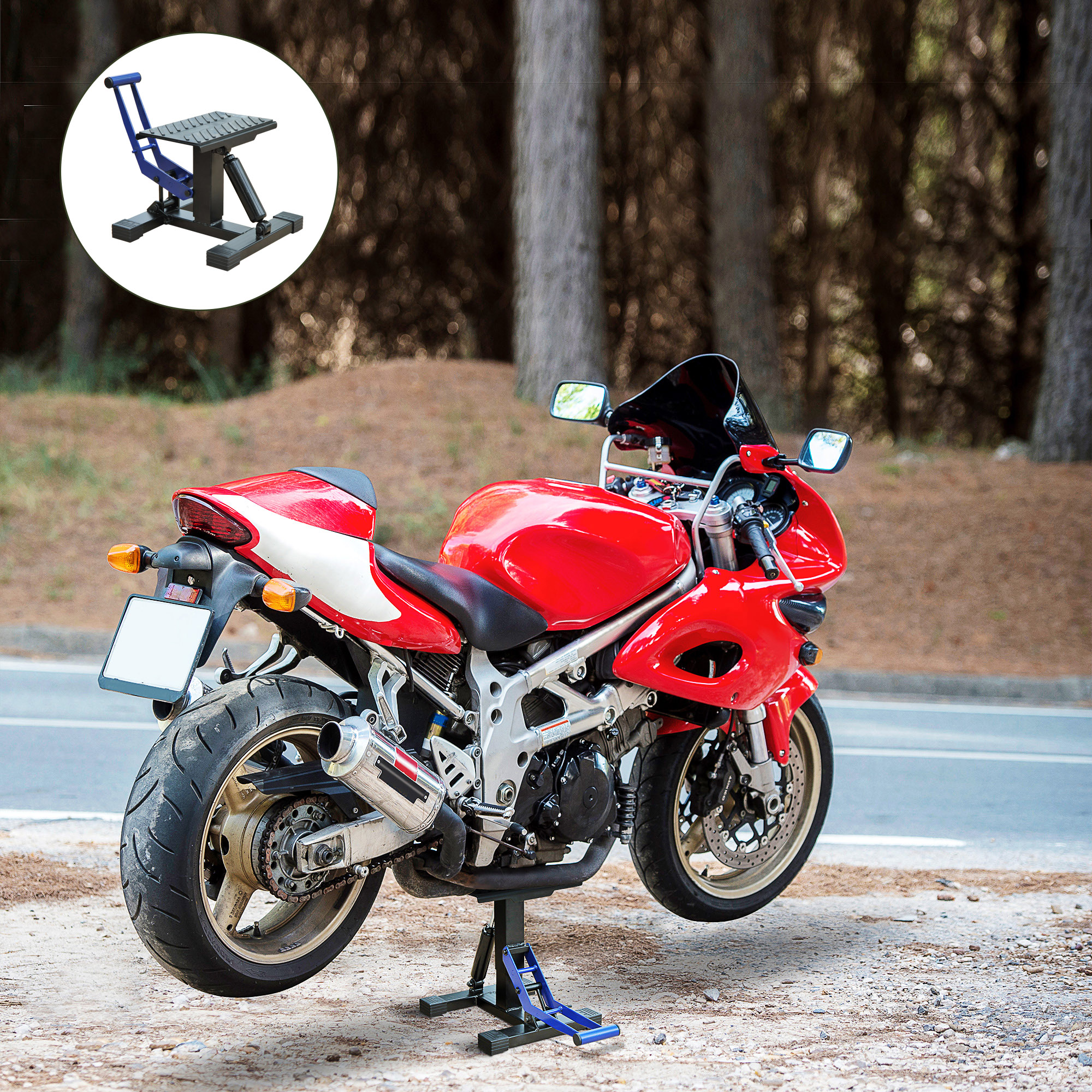 HOMCOM Adjustable Steel Motorcycle Motocross Dirt Bike Lift Stand ...