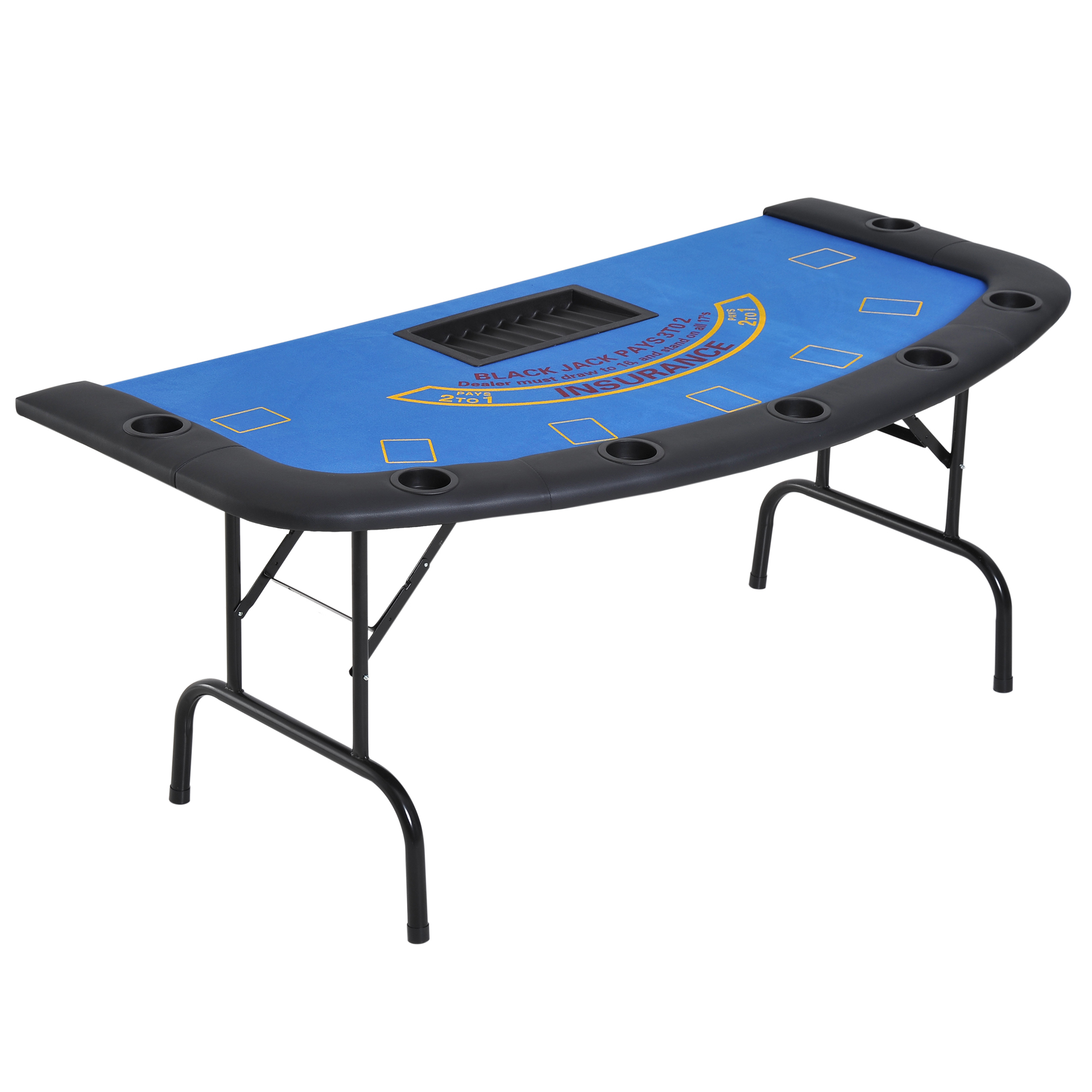 Soozier 72" Folded 7 Player Poker Blackjack Table with Chip&Cup Holder ...