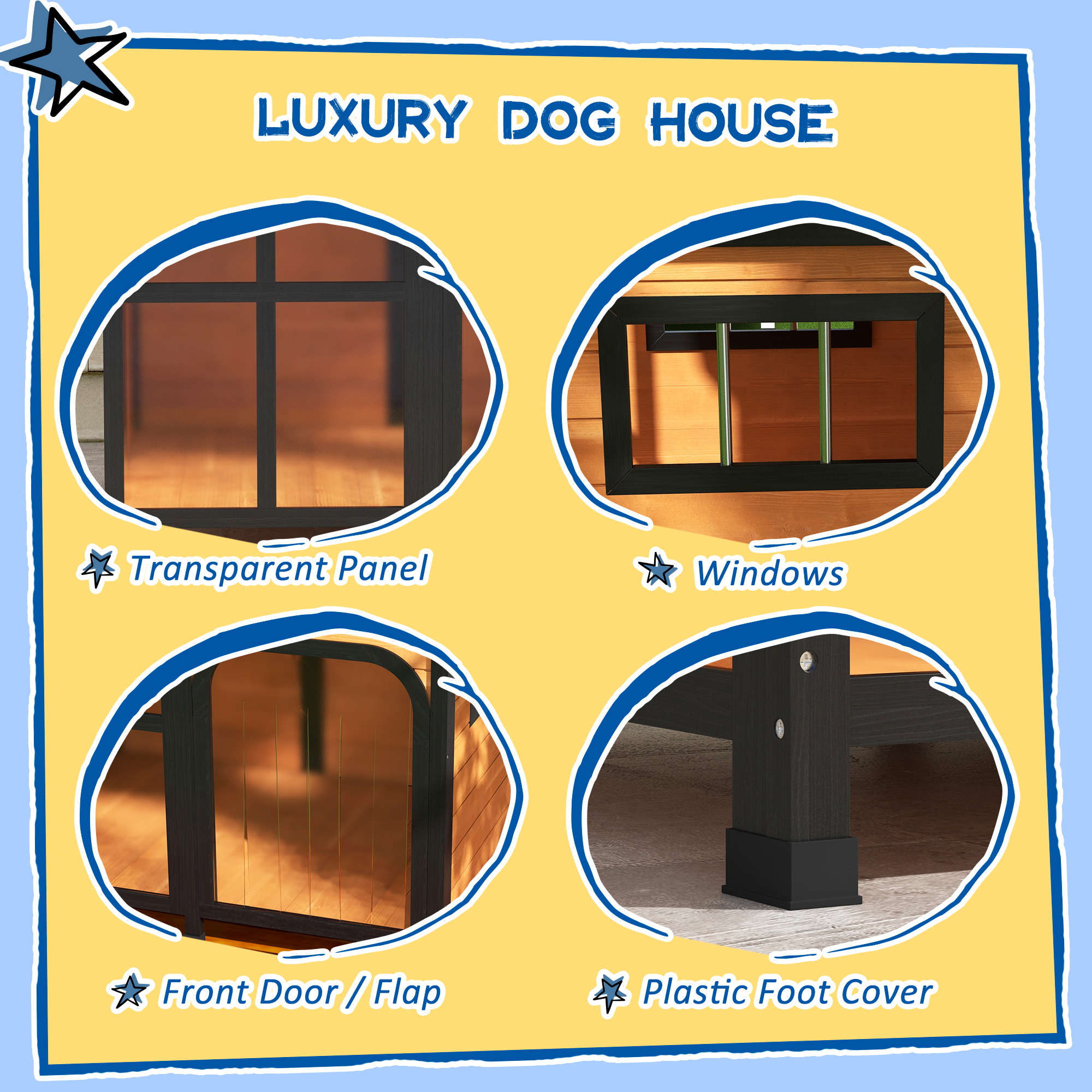 PawHut Cabin-Style Wooden Dog House for Large Dogs with Openable Roof ...