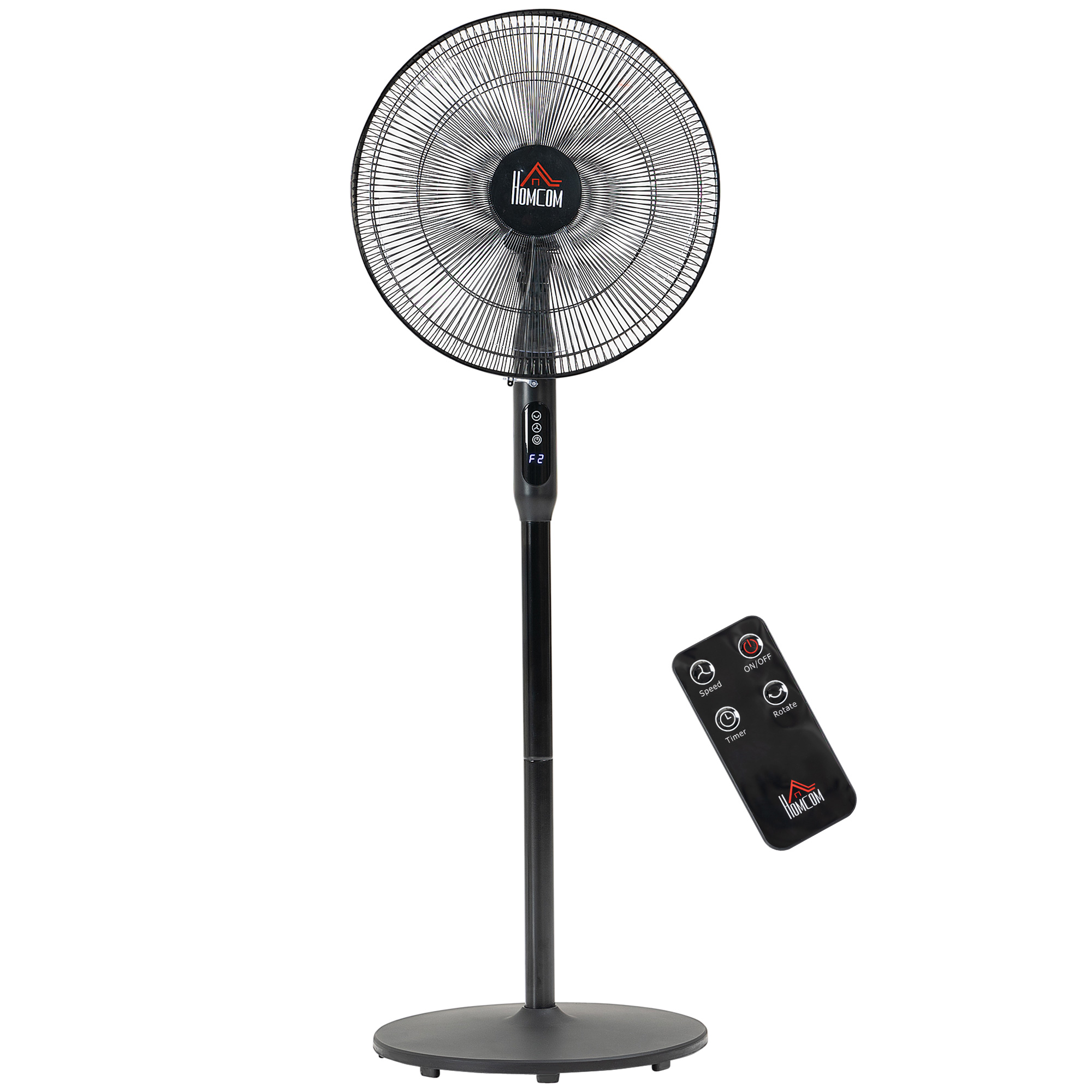 HOMCOM Floor Standing Fan with Remote Control, Oscillating, LED Screen ...