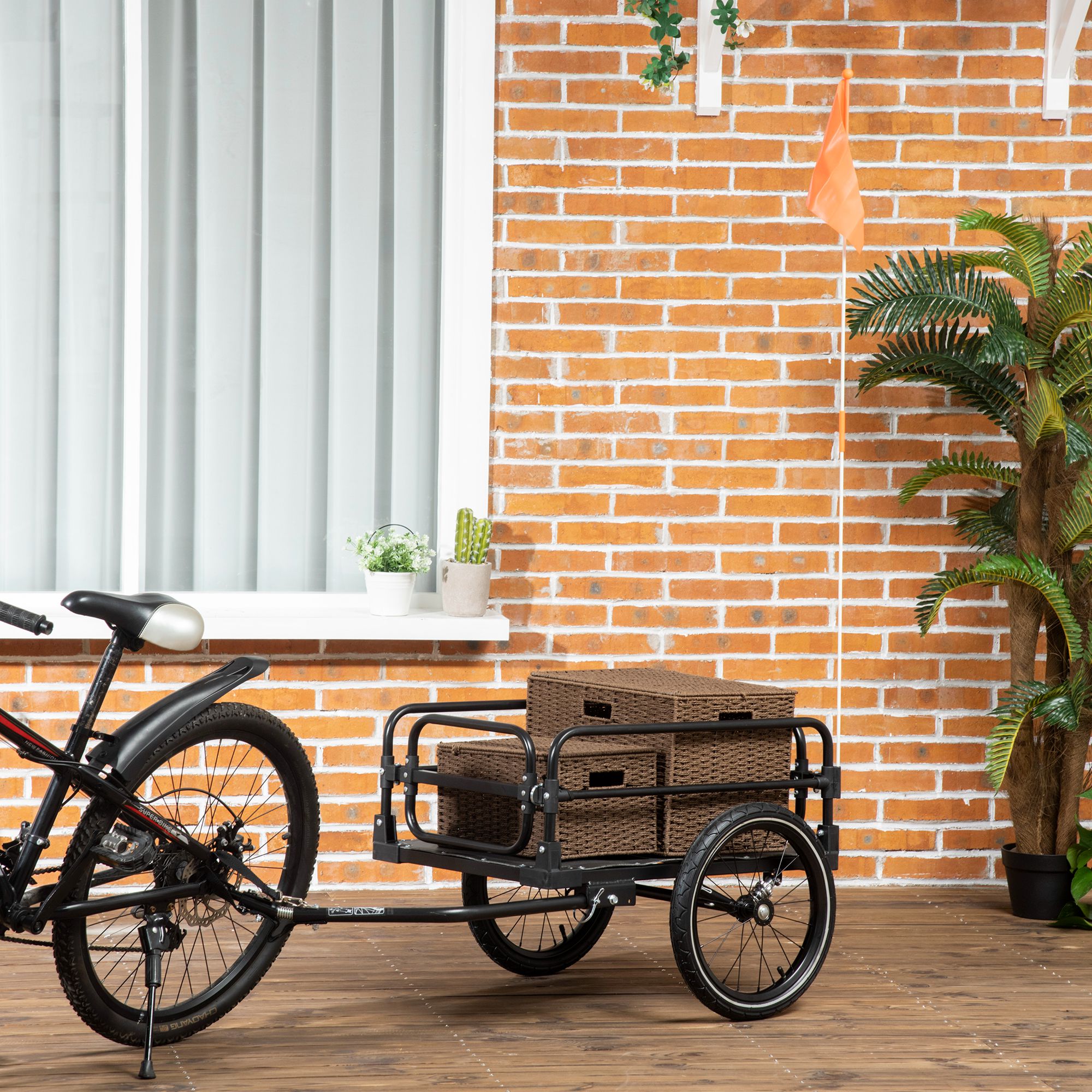 Aosom Bike Trailer, Bicycle Cargo Carrier with Suspension, Triple ...