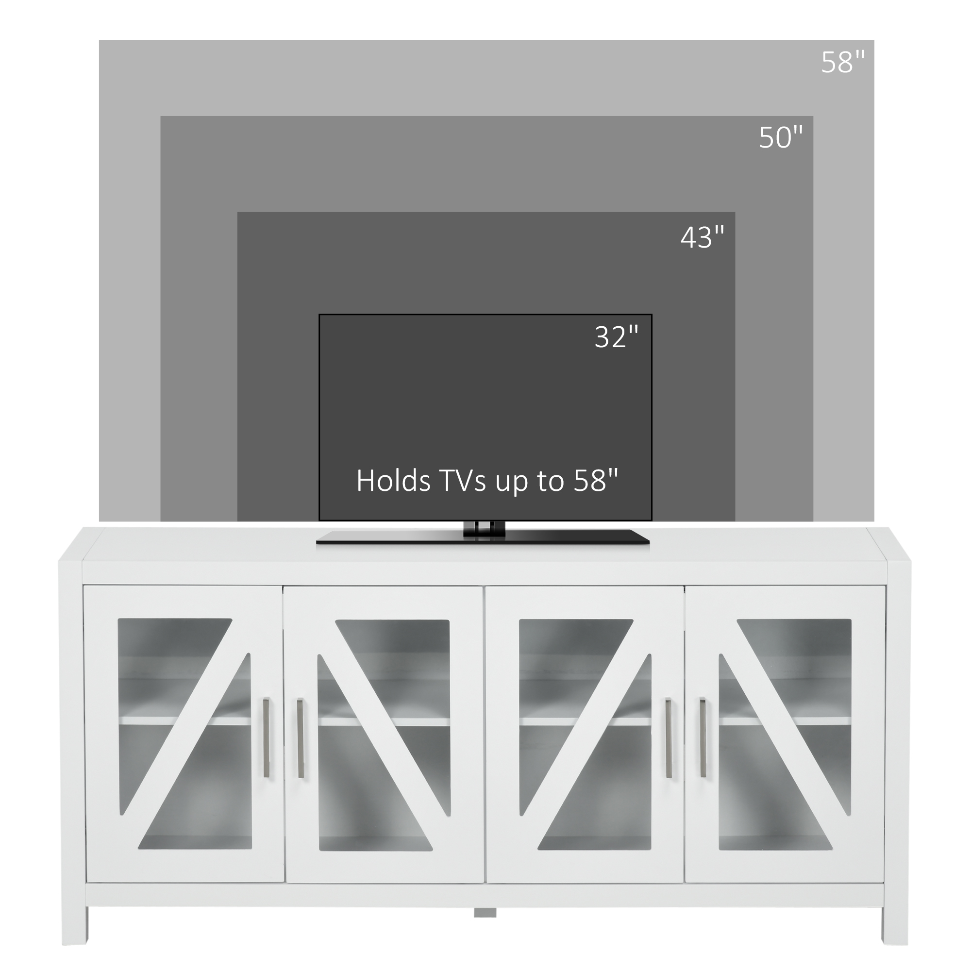 HOMCOM TV Cabinet Stand for TVs up to 58", Entertainment Center with ...