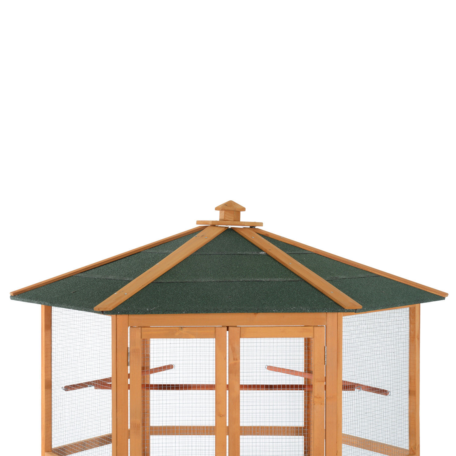 Pawhut 65" Hexagonal Outdoor Aviary Bird Cage Wooden Aviary Bird Cage ...