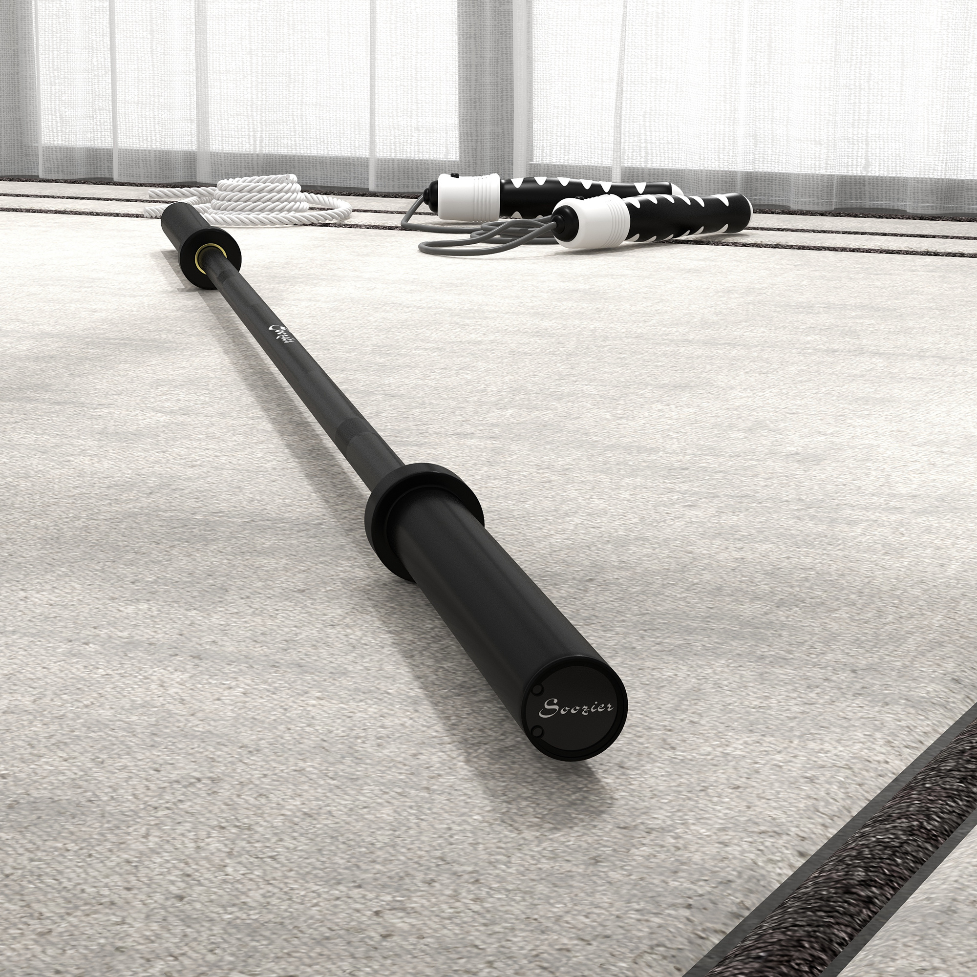 Soozier 7.2ft Weight Bar, Olympic Bar with Rotating Sleeves, Non-Slip ...