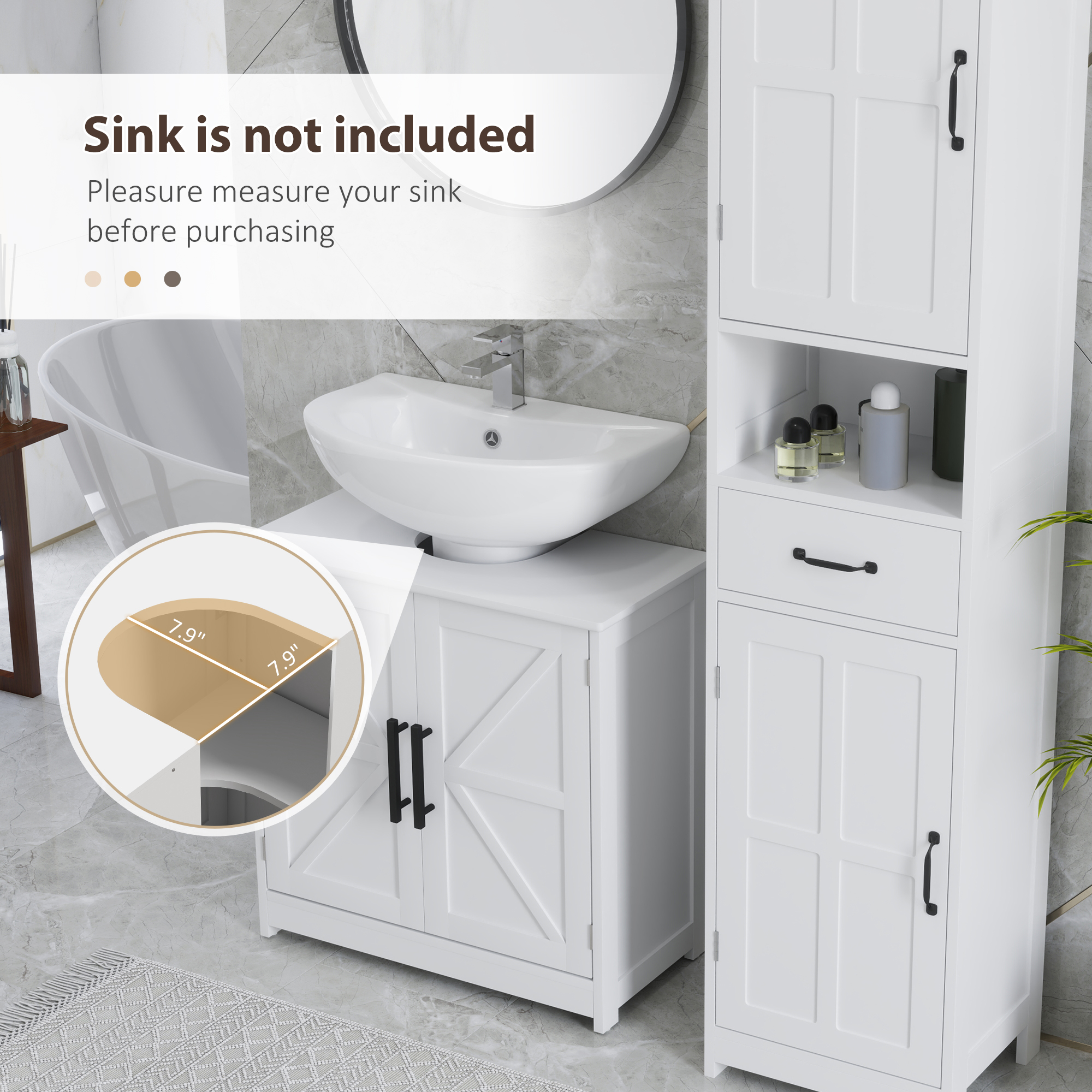 Homcom 24 pedestal sink bathroom vanity cabinet store