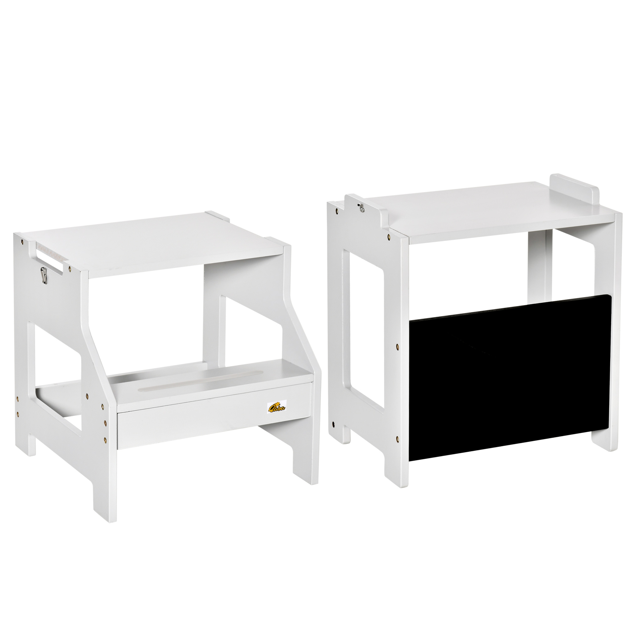 Qaba 2-in-1 Kids Kitchen Helper Step Stool, Detachable Toddler Table ...