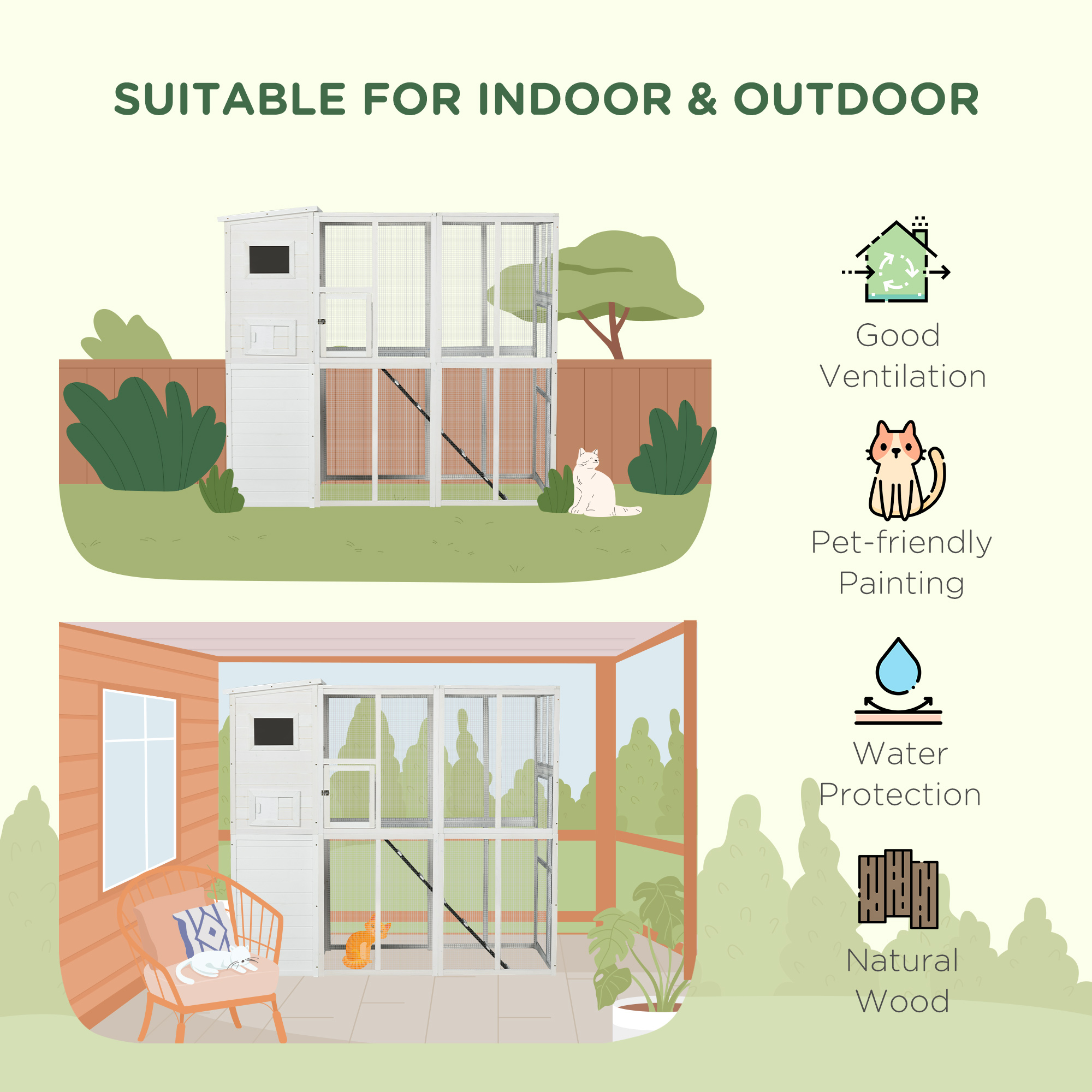 PawHut Catio Outdoor Cat Enclosure, Wooden Cat Patio Cat Window Box ...