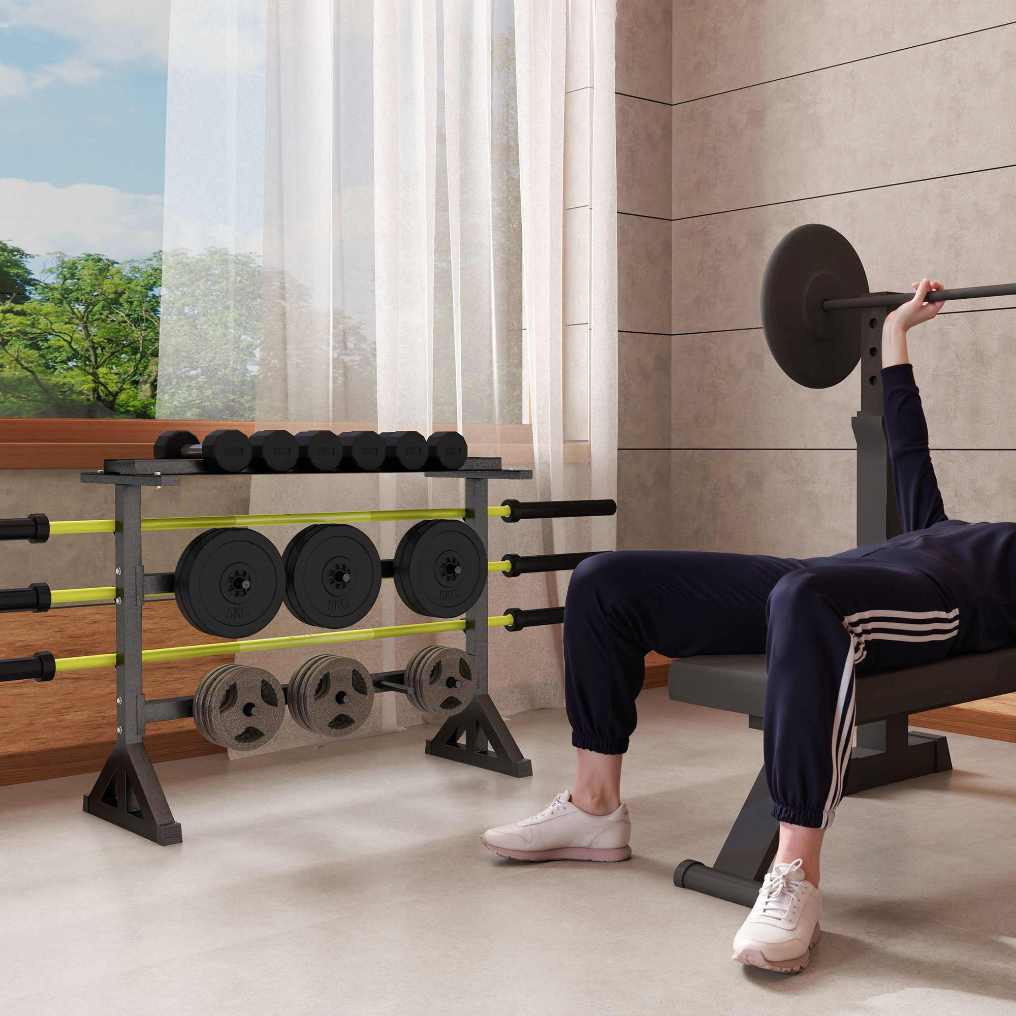 Soozier 1100LBS Capacity Weight Rack, Weight Plate Rack, and Dumbbell ...