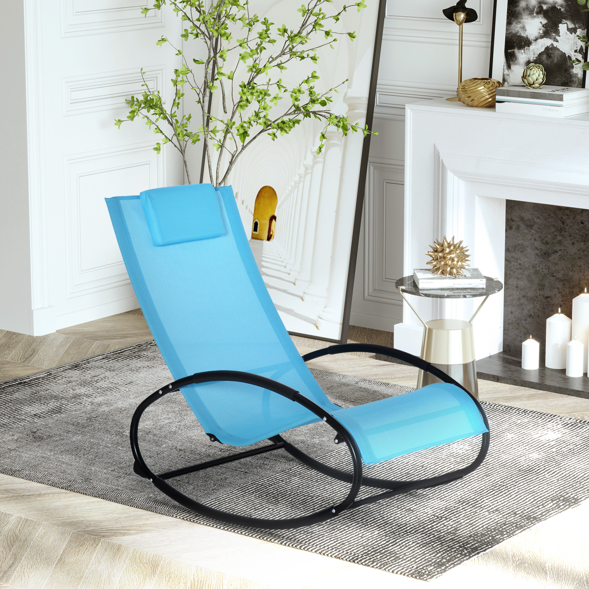 Outsunny Zero Gravity Patio Rocking Chair, Outdoor Lounger with Pillow ...