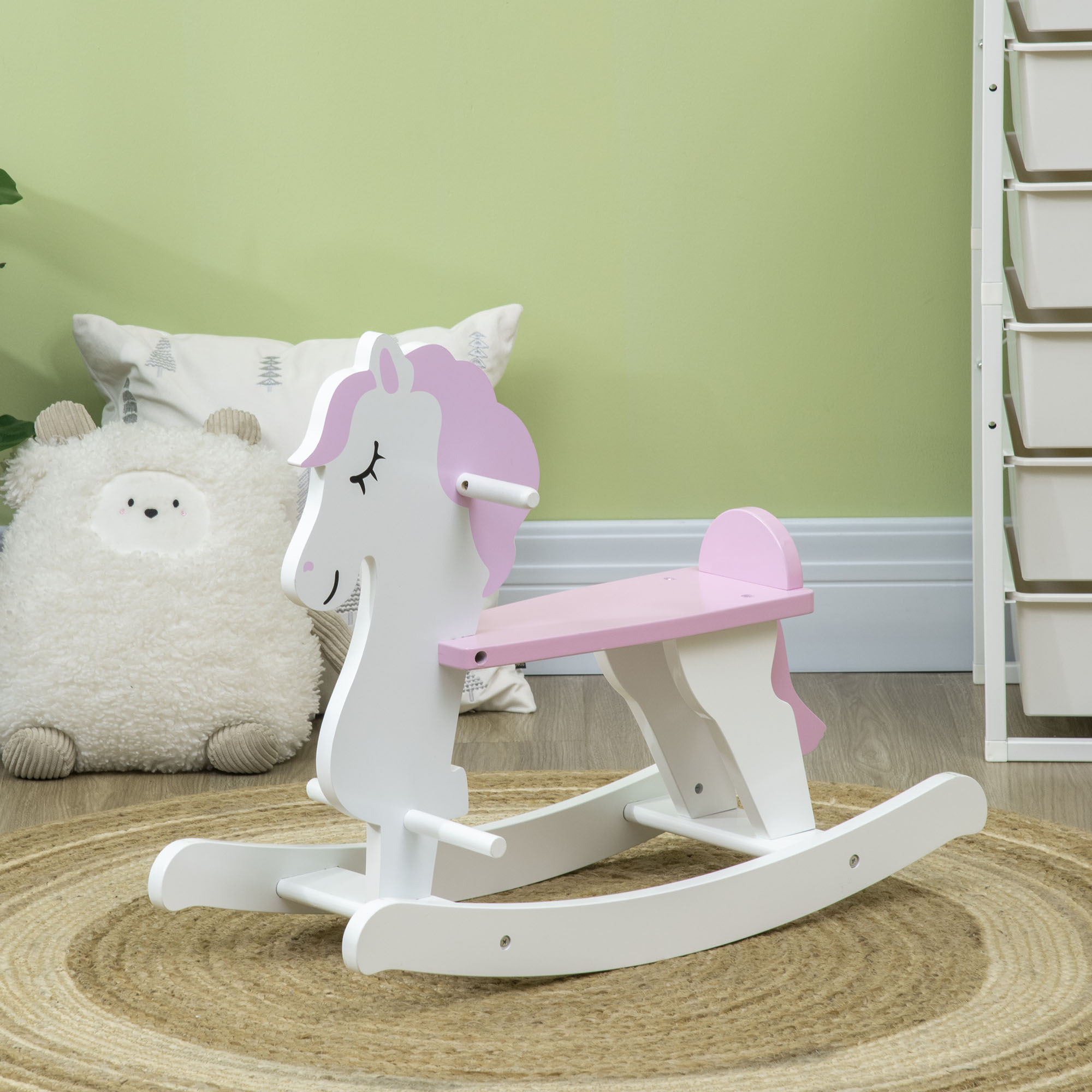 Qaba Little Wooden Rocking Horse Toy for Kids' Imaginative Play ...