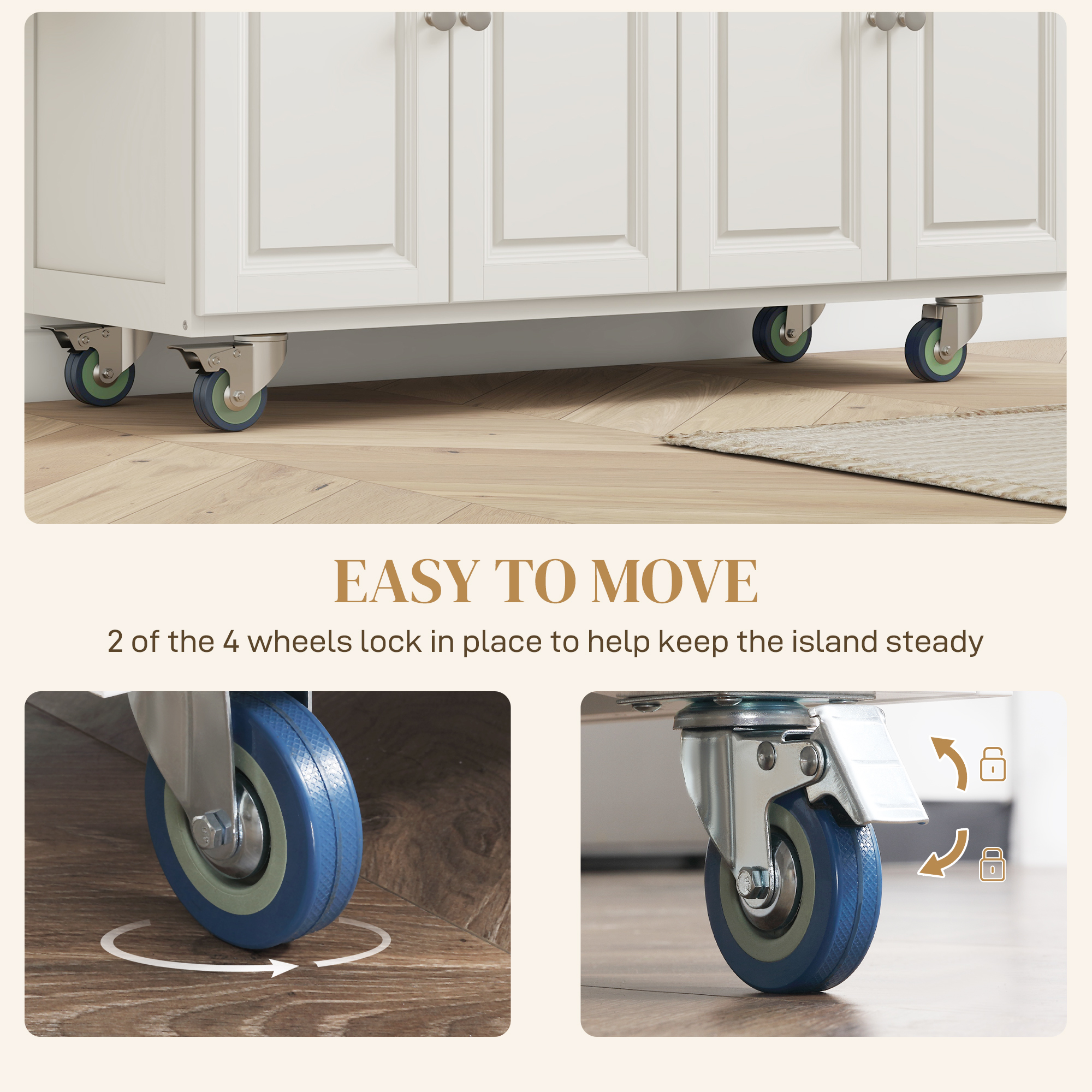 HOMCOM Rolling Kitchen Island Drop Leaf, Kitchen Cart on Wheels, Solid ...