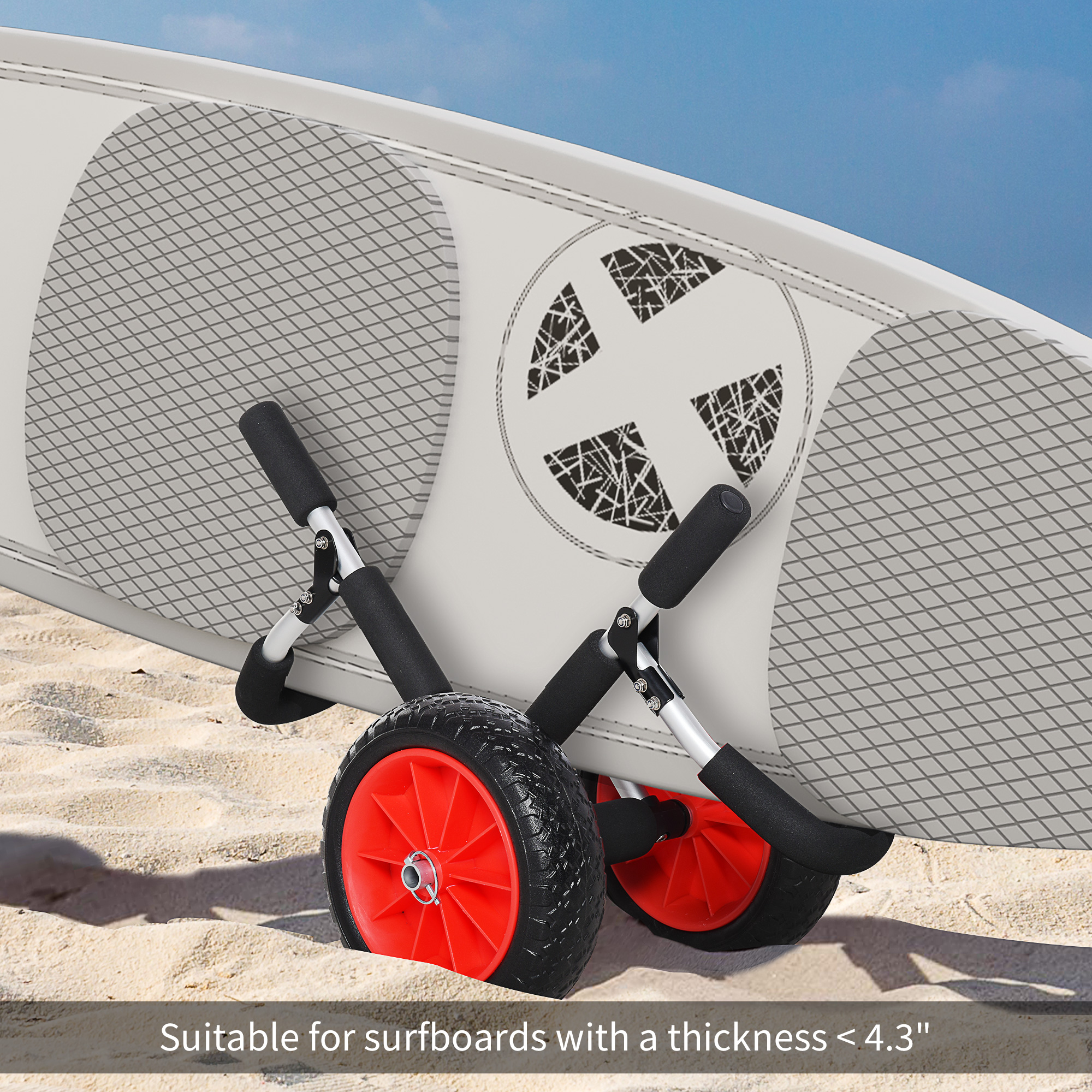 Outsunny Stand-Up Paddleboard Dolly, Aluminum Surfboard Trolley ...