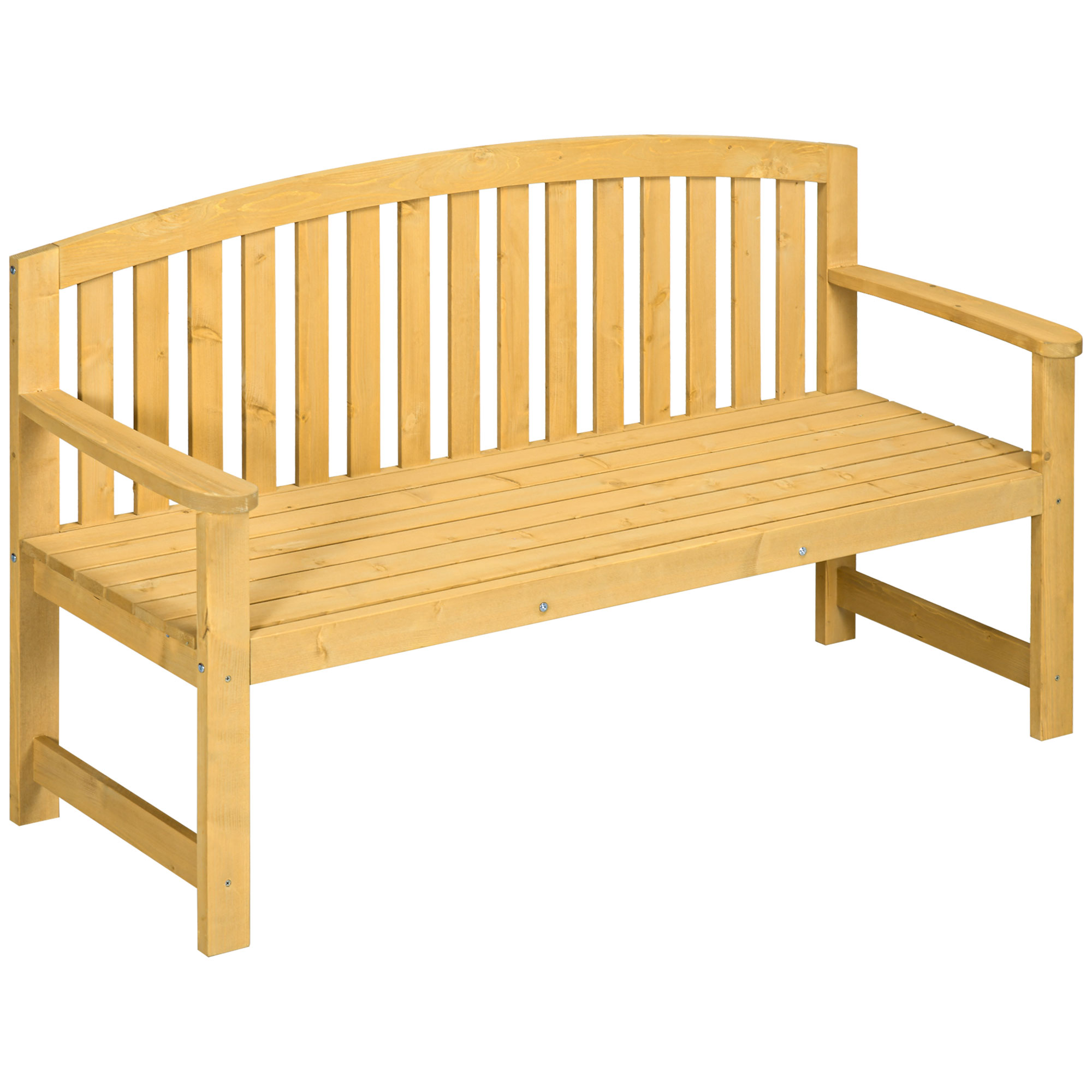 Outsunny 56" Outdoor Wood Bench, 2-Seater Wooden Garden Bench with ...