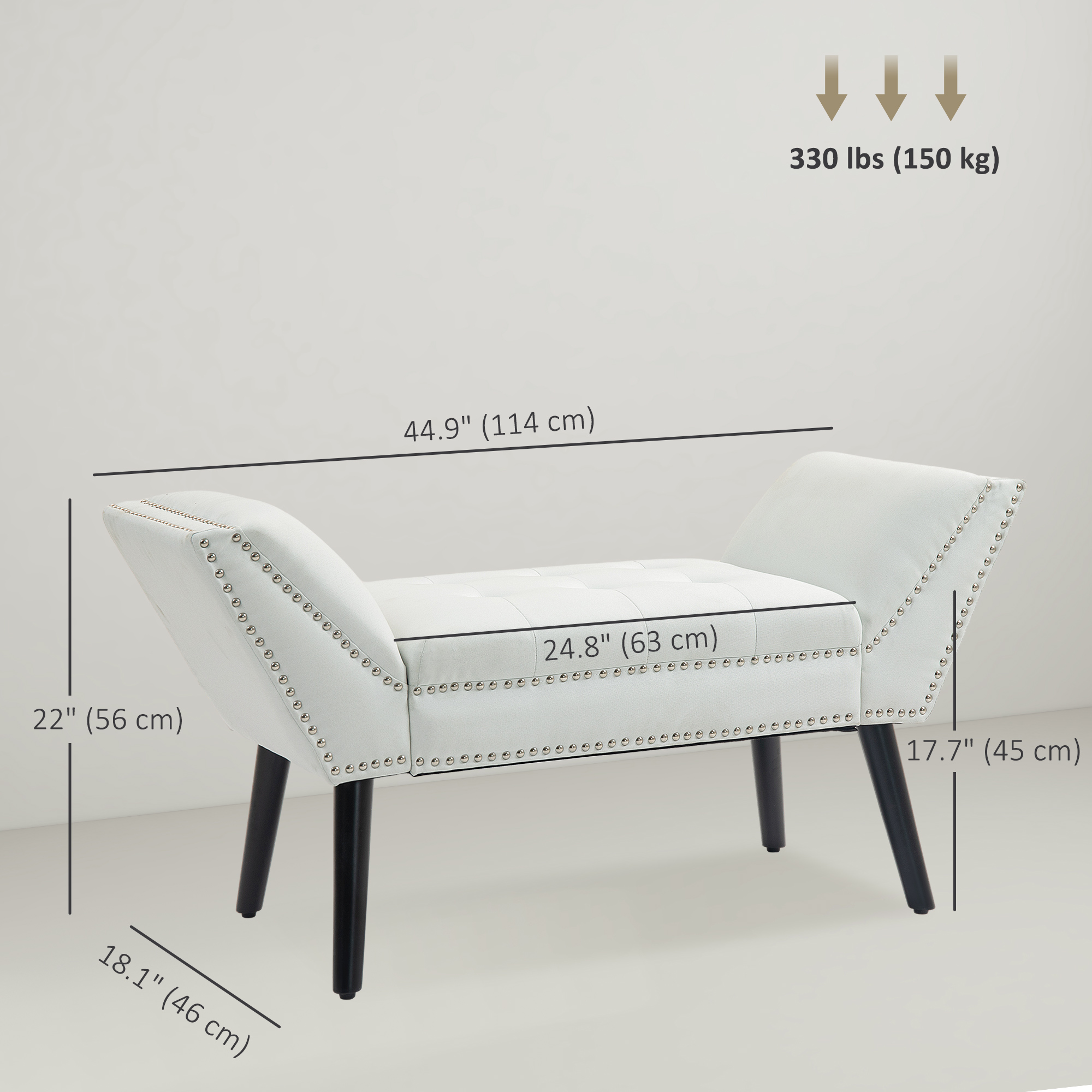 HOMCOM Modern Upholstered Bench, End of Bed Bench for Bedroom, Hallway ...
