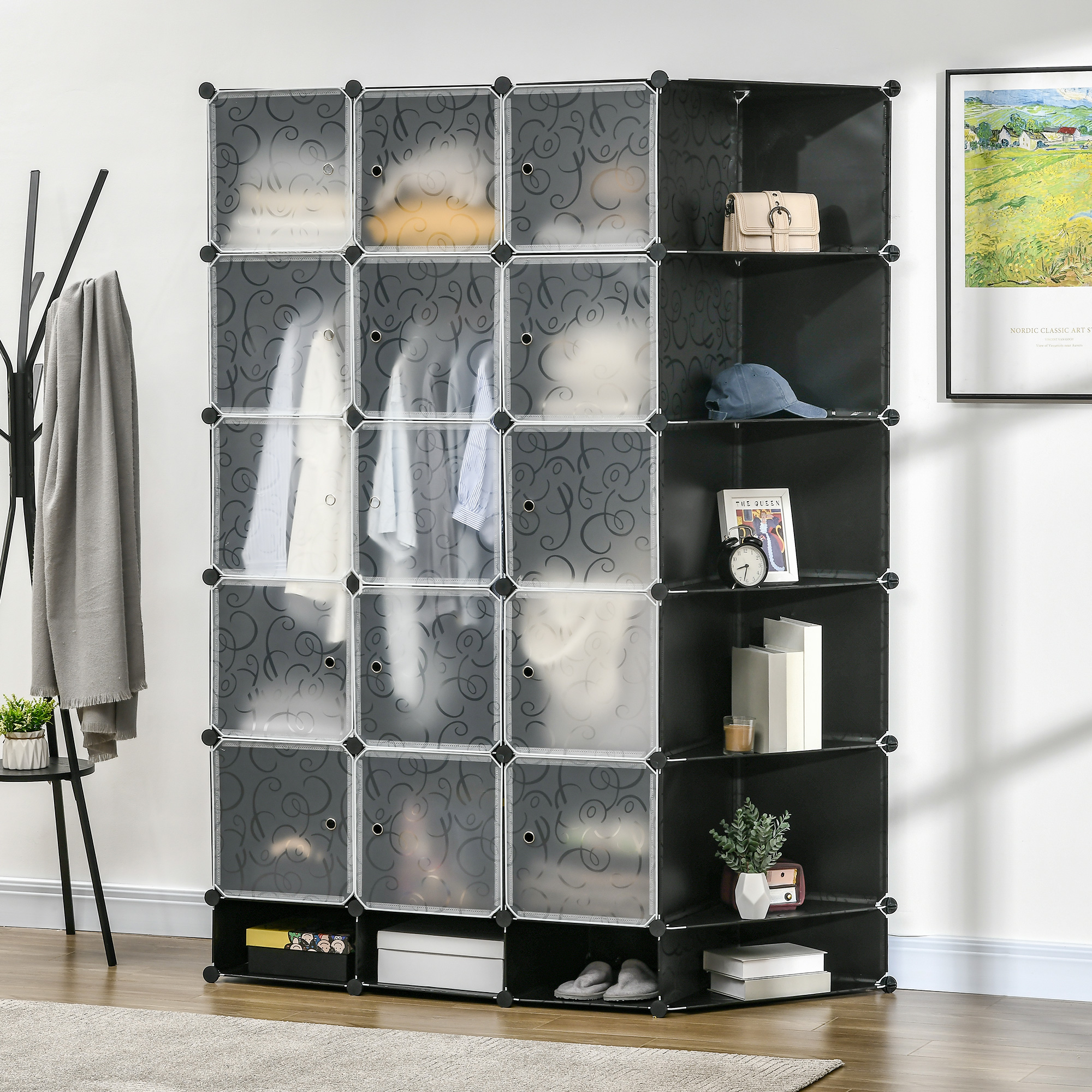 HOMCOM Cube Storage Organizer, 20-Cube Closet Organizer with Doors, DIY ...