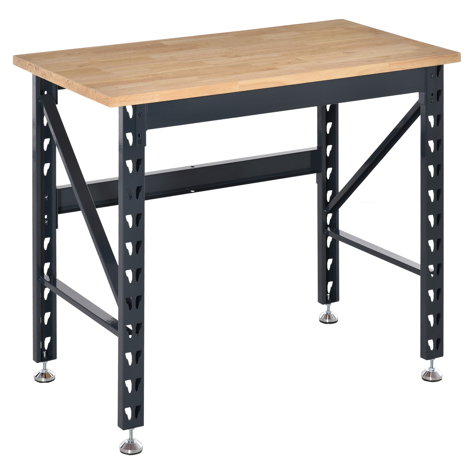 HOMCOM 45" Workbench, Solid Wood Tabletop Workstation, Work Table with ...