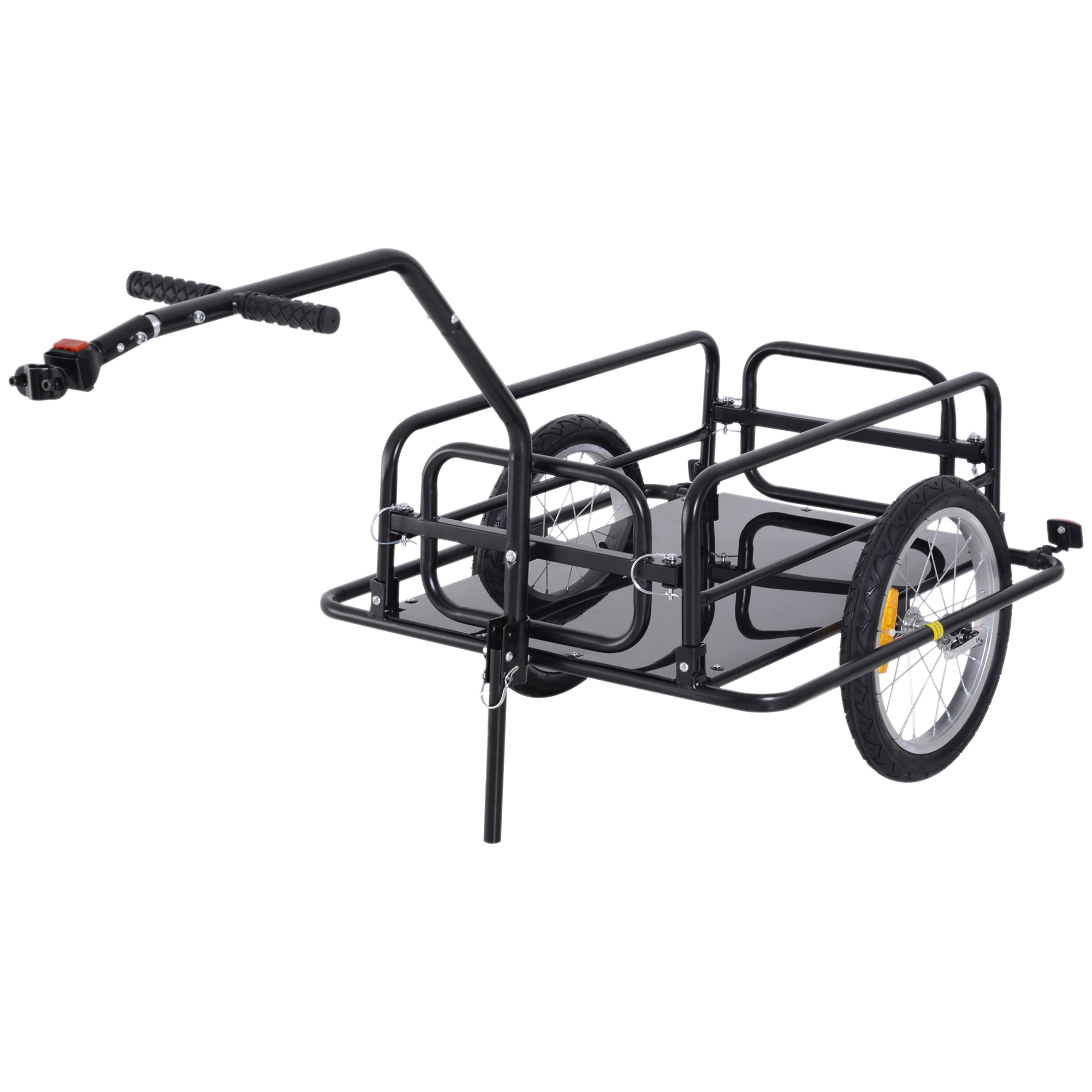 Aosom Foldable Bike Cargo Trailer Cart with Hitch, 80lbs Capacity, 16in ...