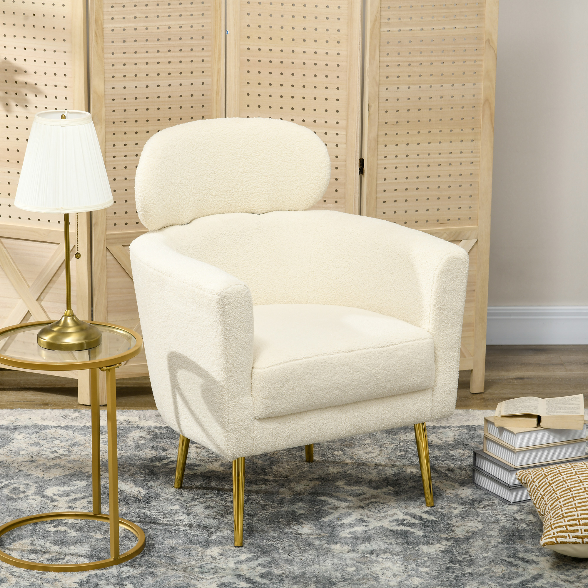 HOMCOM Barrel Accent Chair with Detachable Headrest, Modern Armchair ...
