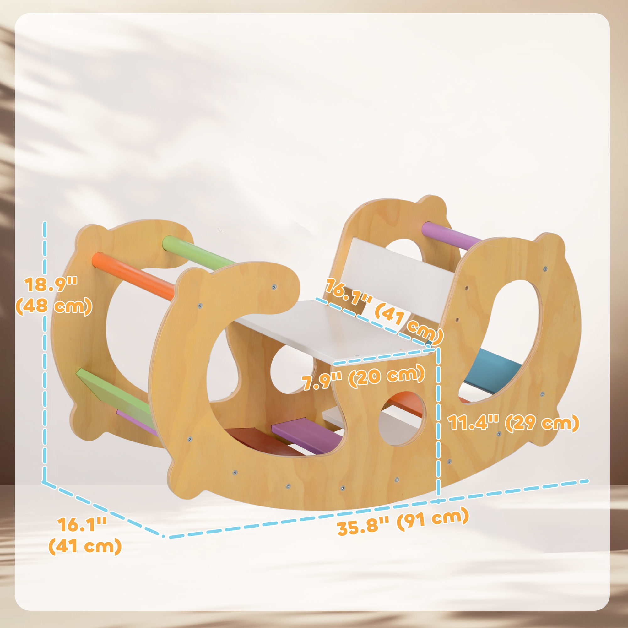 Qaba 2 in 1 Wooden Arch Ladder Baby Rocker for Toddlers 18-48 Months ...