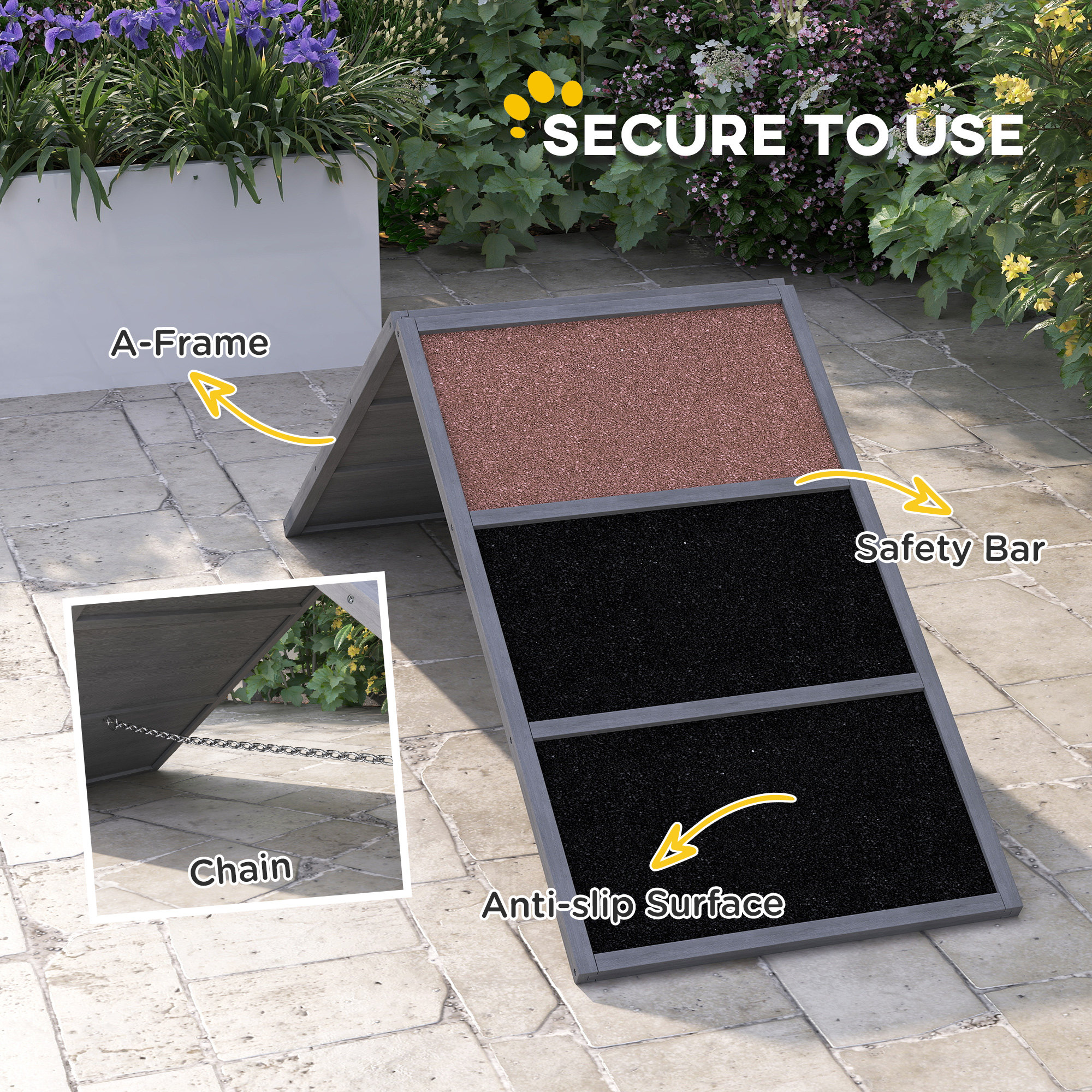 PawHut Dog Agility Equipment Ramp with Non-slip Surface, A-frame ...