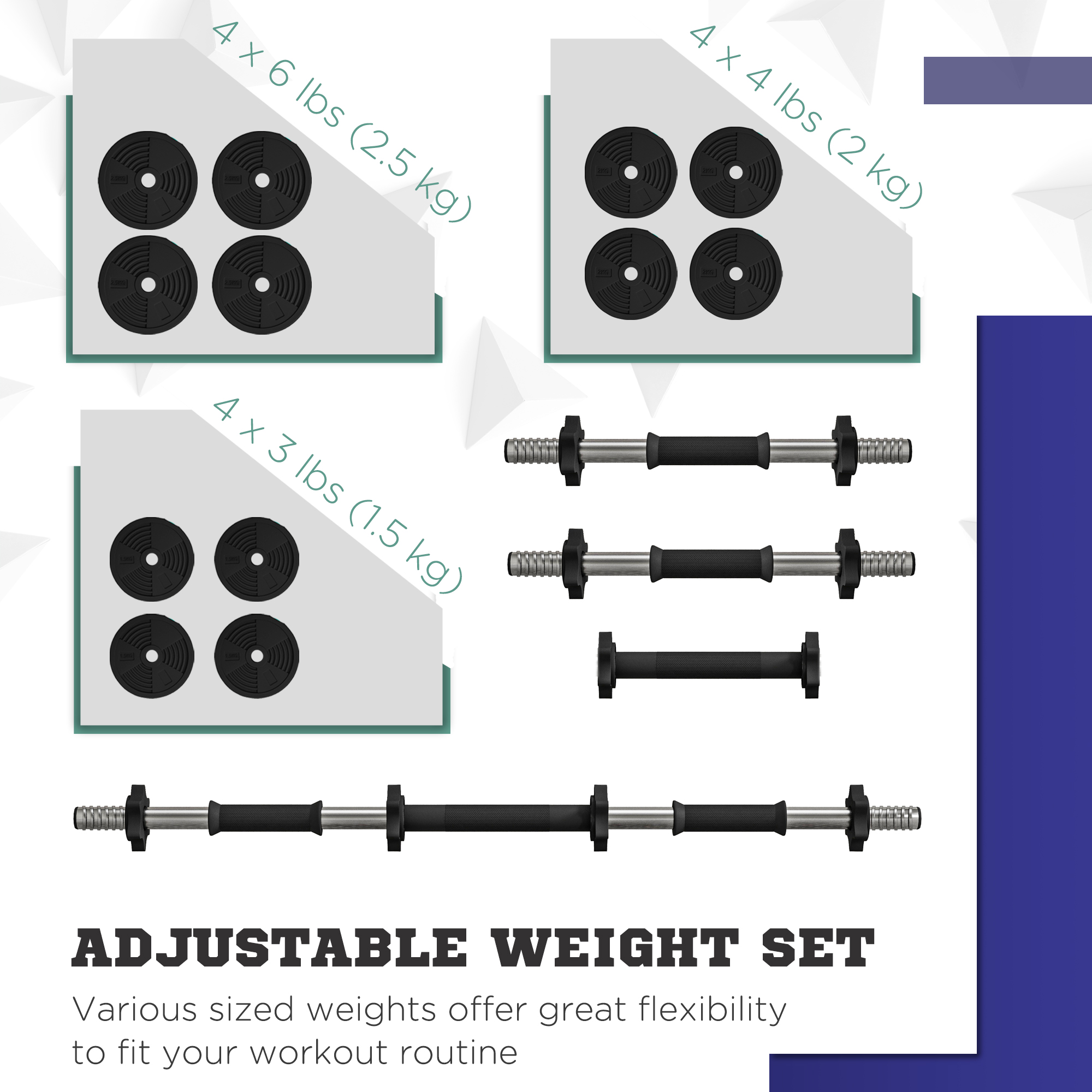 Soozier 55LBS 2-in-1 Adjustable Barbell & Dumbbells Set, Weights Set ...