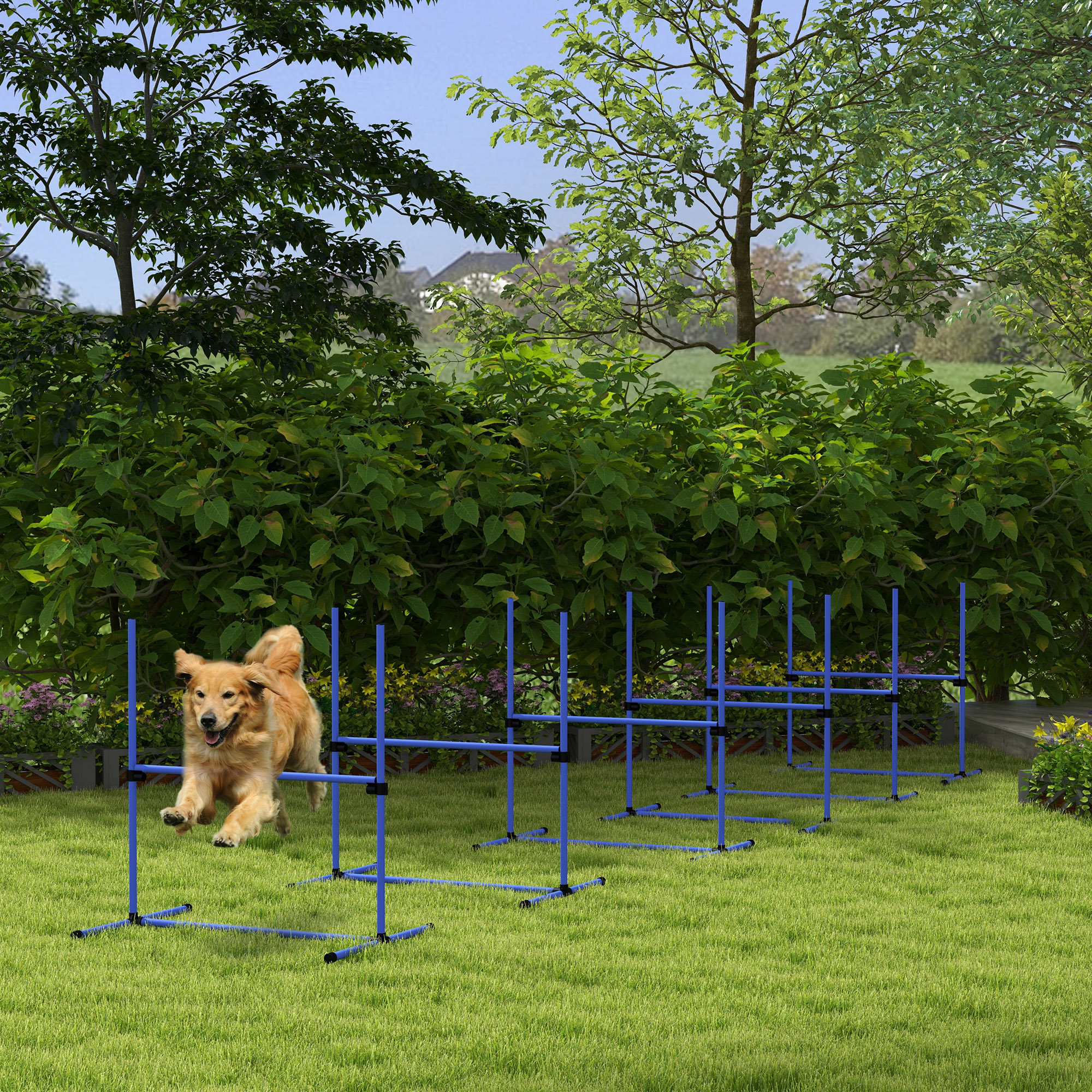 PawHut Set of 6 Dog Agility Training Equipment Adjustable Jump Bar Pet ...