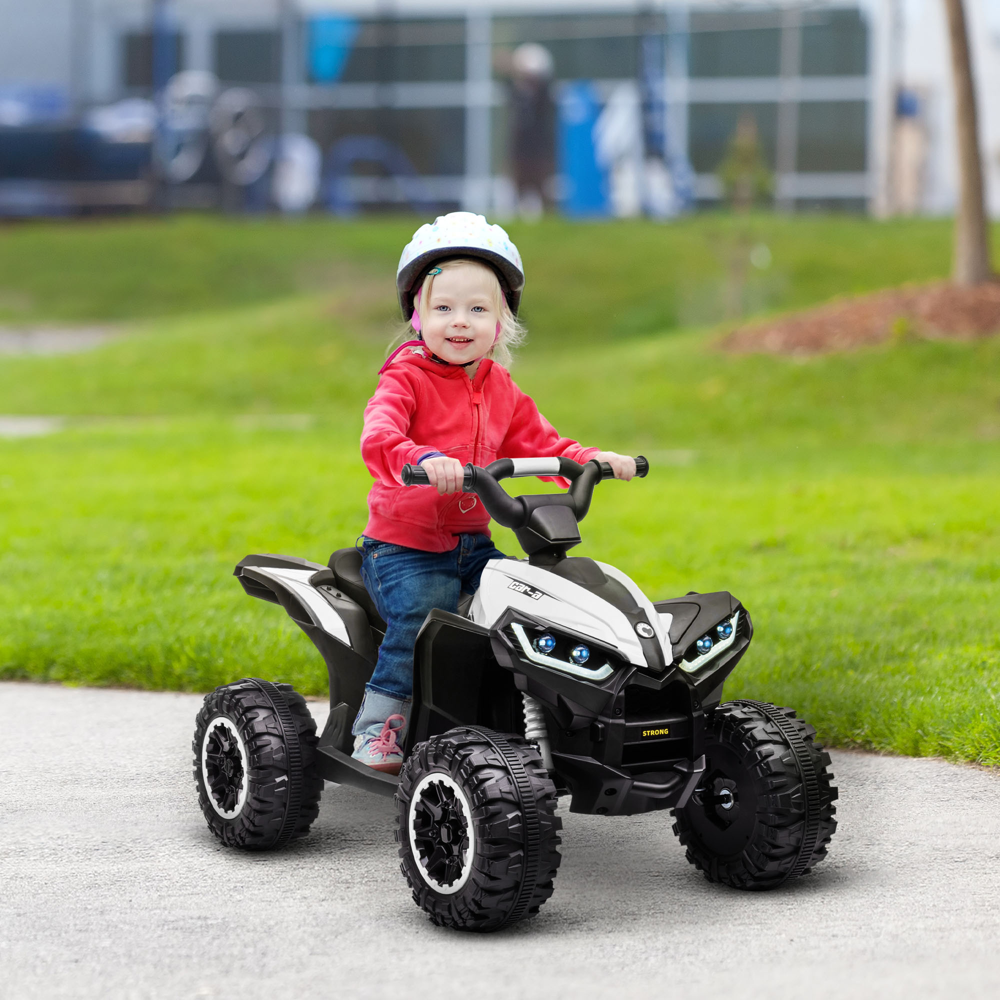 Aosom Kids 4 Wheeler Quad with Music, MP3, Headlights, High & Low Speed ...