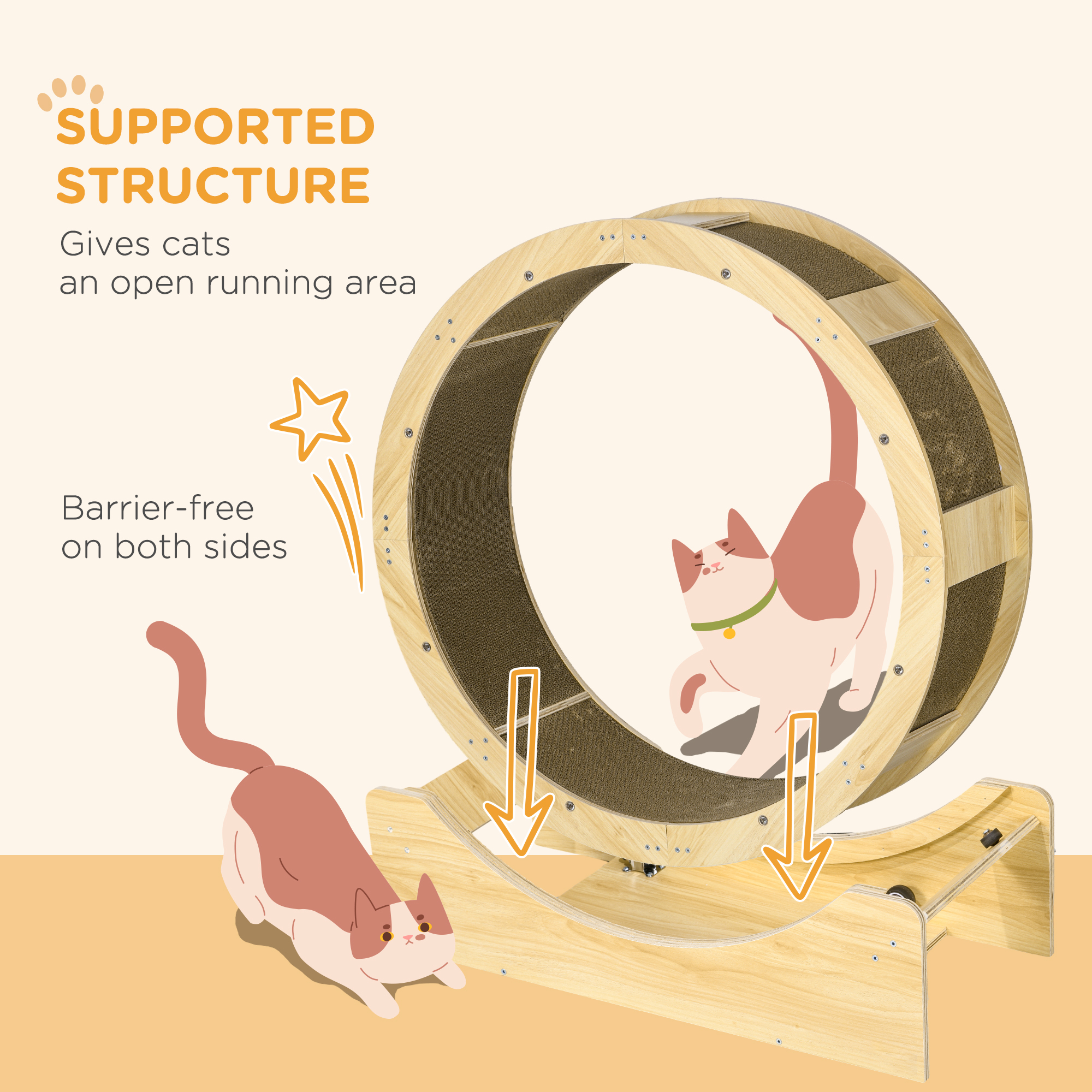 PawHut 36" Cat Wheel for Indoor Cats with Brake for Health and Fitness ...