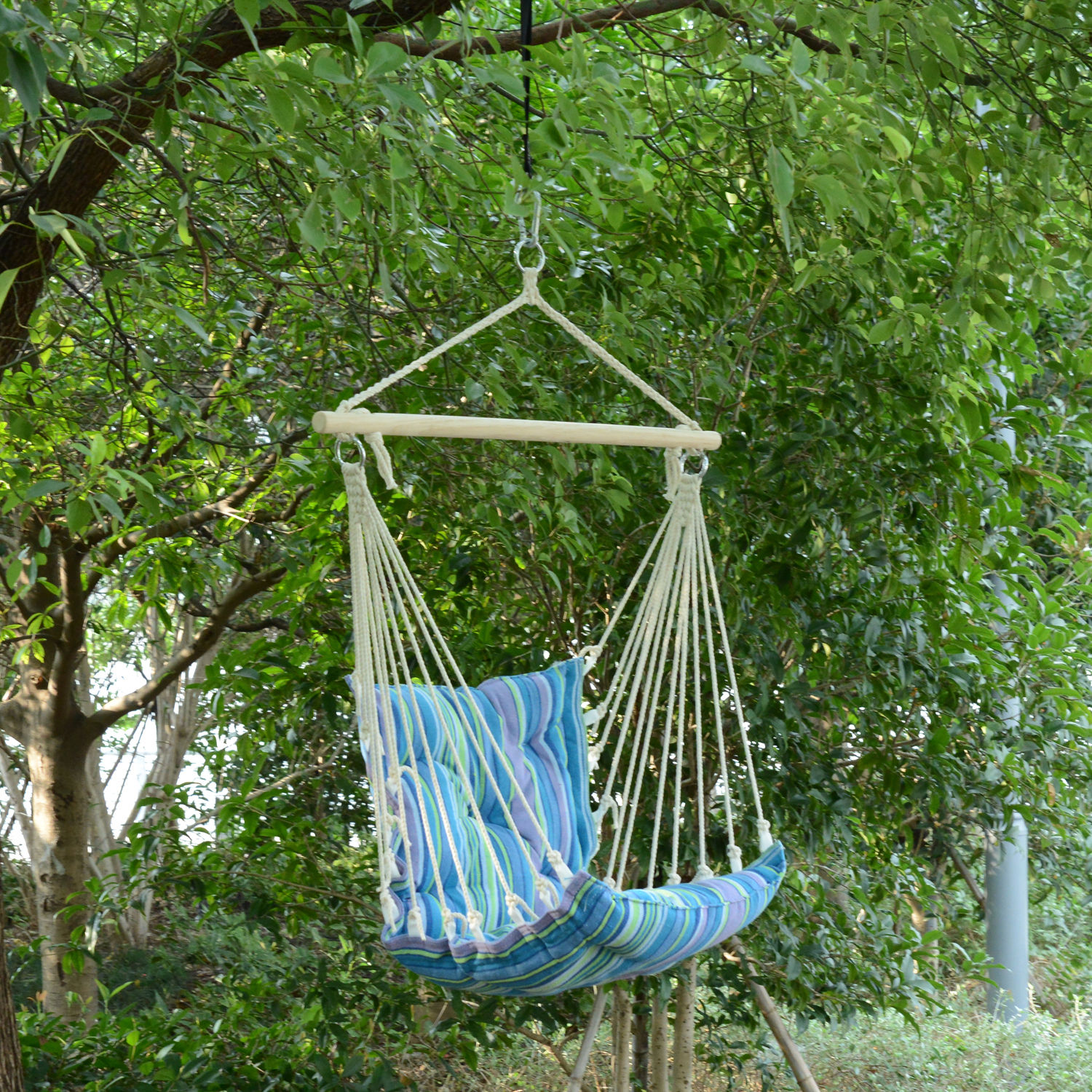 Outsunny Hanging Swing Chair Striped Air Hammock Outdoor Camping Garden ...