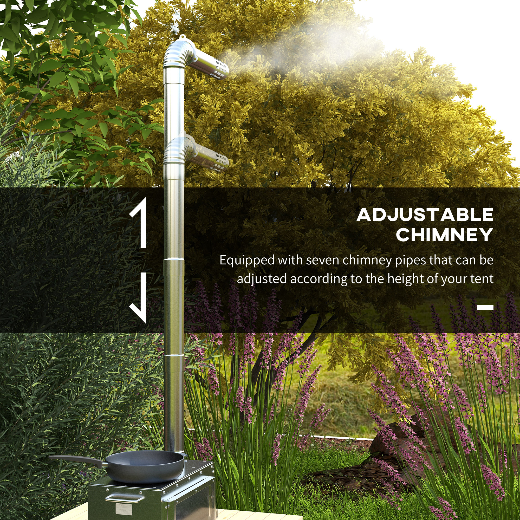 Outsunny Stainless Steel Wood Stove with Chimney and Carry Bag ...