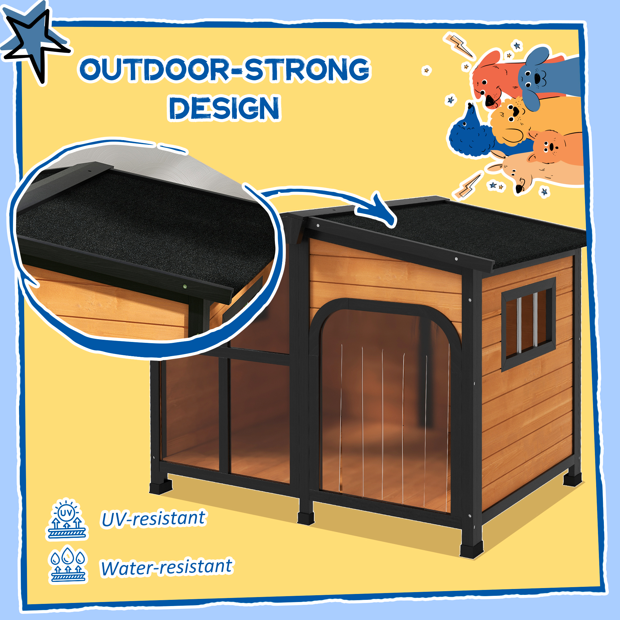 PawHut Cabin-Style Wooden Dog House for Large Dogs with Openable Roof ...