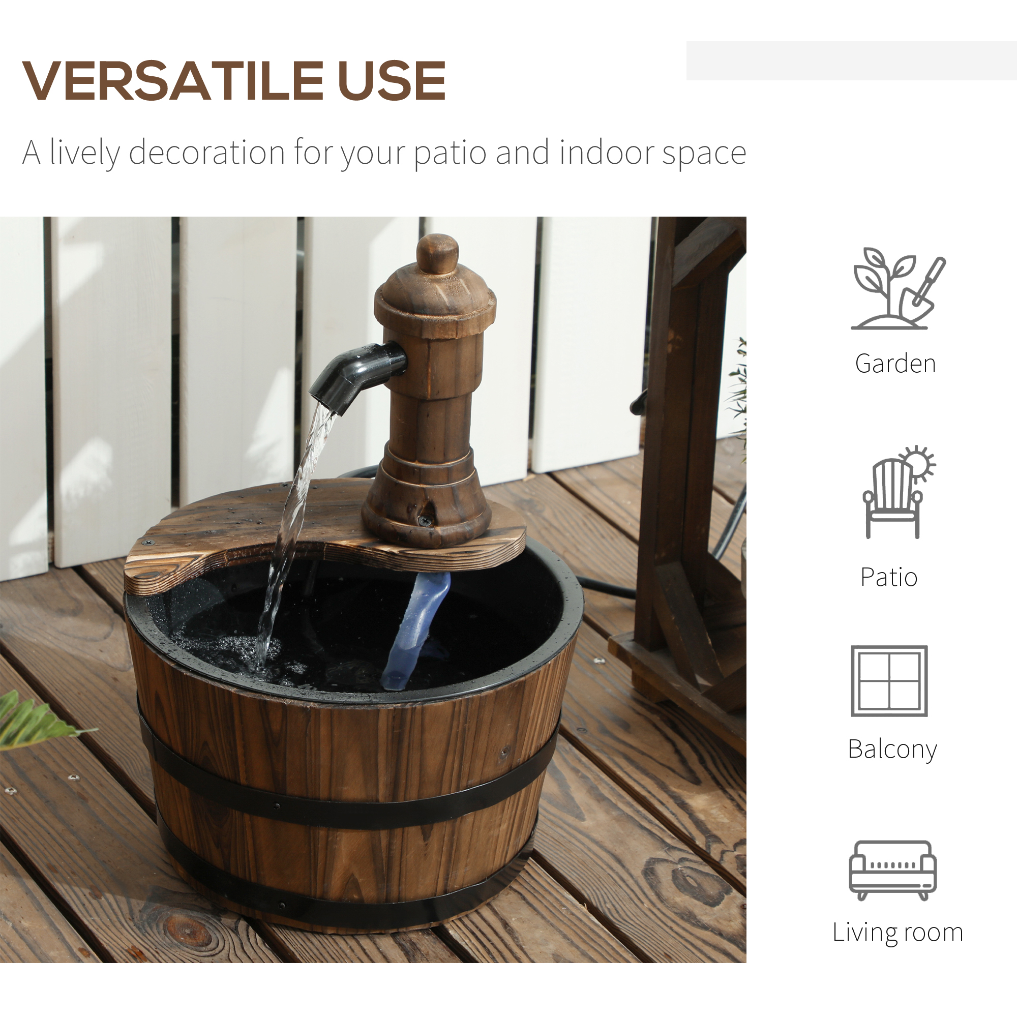 Outsunny Outdoor Fountain, Garden Water Fountain with Electric Pump for ...