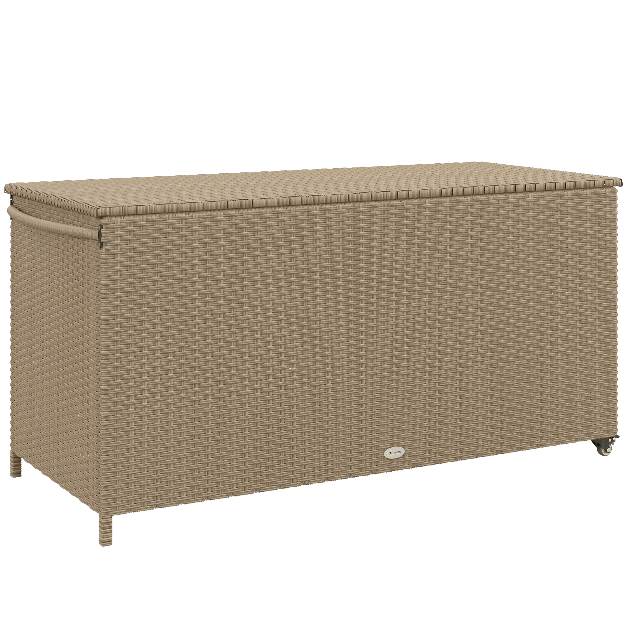 Outsunny 83 Gallon Deck Box, Large Outdoor Storage Chest, PE Wicker ...