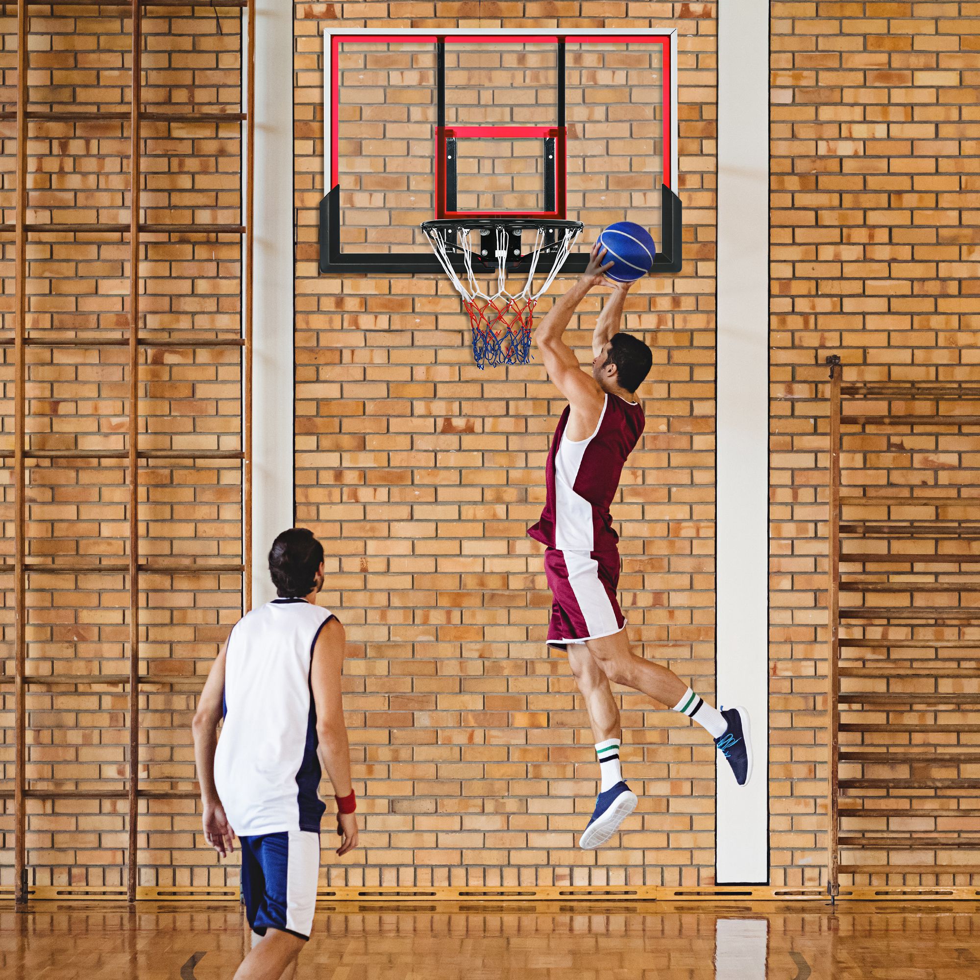 Soozier Wall Mounted Basketball Hoop, Mini Hoop with 43'' x 30 ...