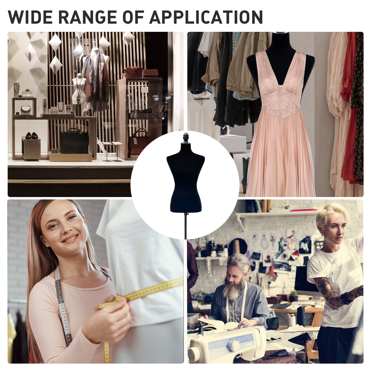 HOMCOM Female Fashion Mannequin Dress Form Torso Dressmaker Stand ...