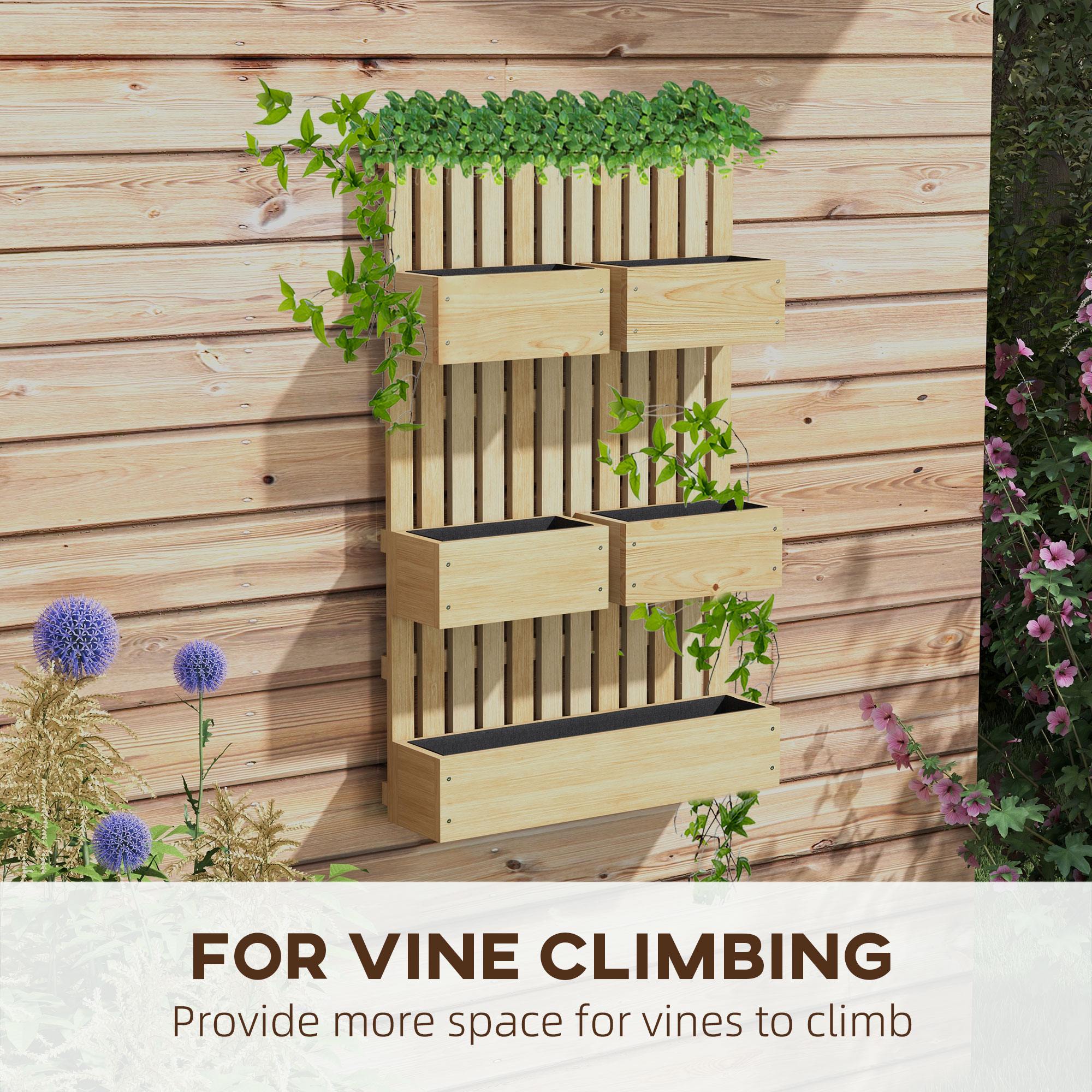 Outsunny Small Wall Mounted Planter with Trellis - Natural | Aosom.com