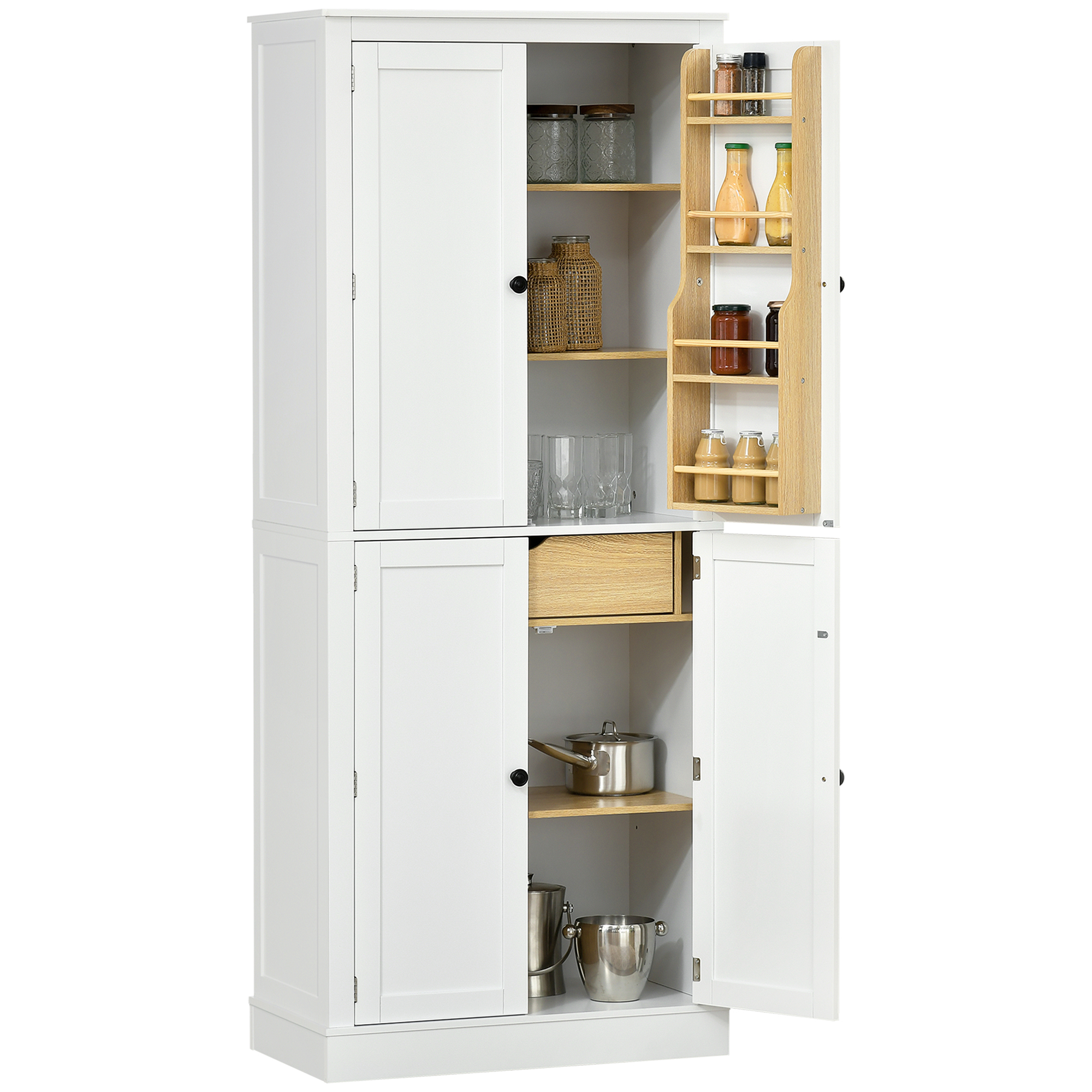HOMCOM 72" Kitchen Pantry Storage Cabinet, Modern Tall Kitchen Cabinet ...