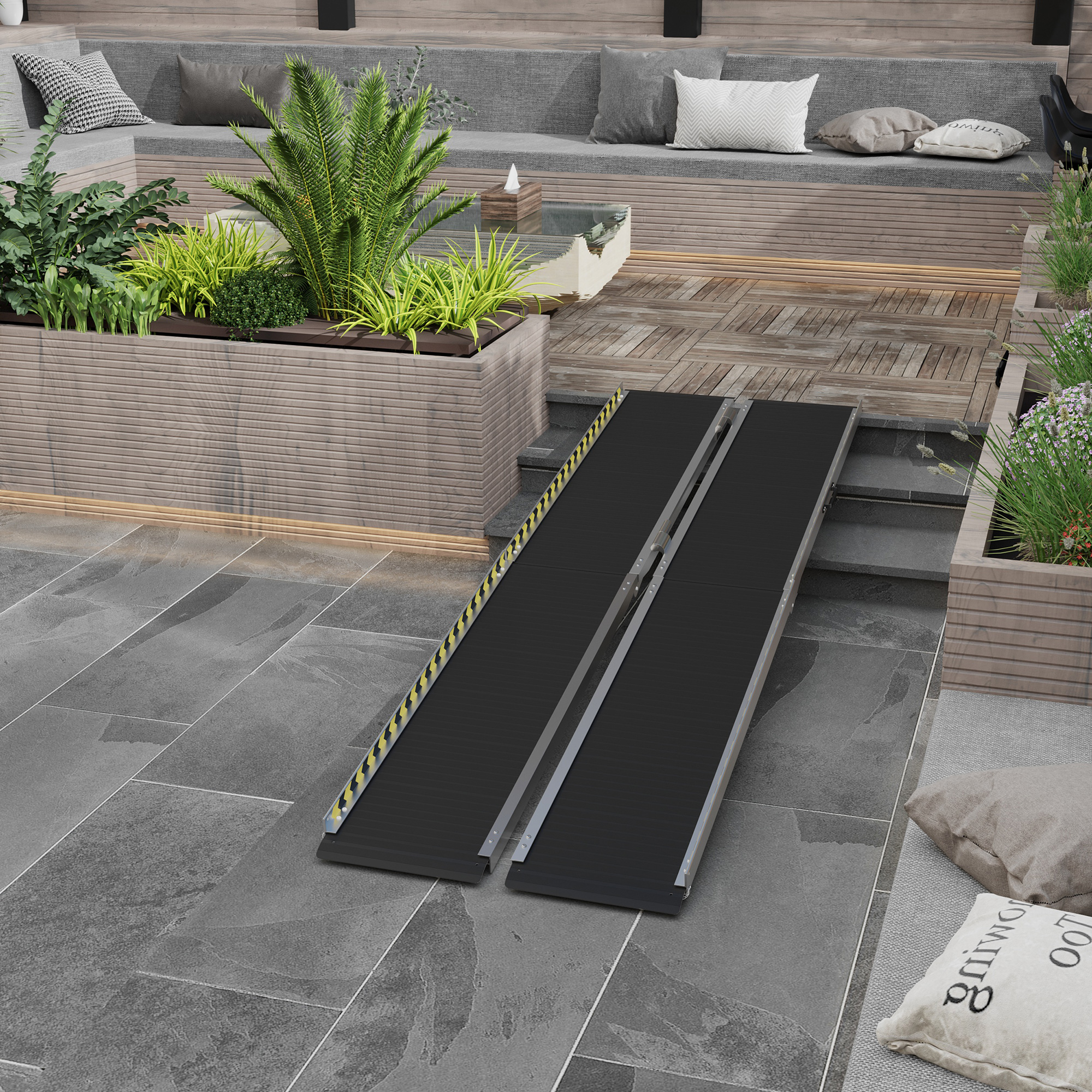 HOMCOM Wheelchair Ramp 10FT, Folding Aluminum Threshold Ramp with Non ...