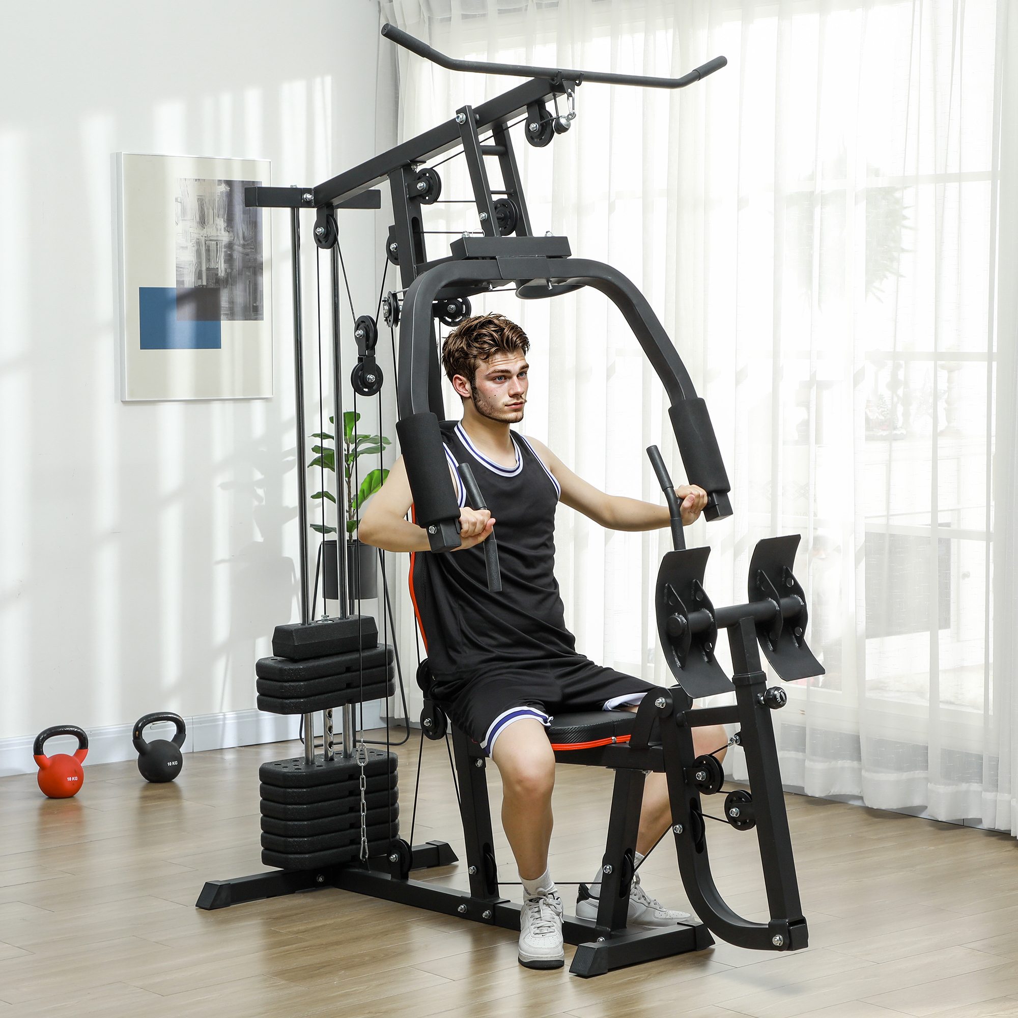 Soozier Home Gym Weights Machine, Multi Gym Lat Pulldown and Leg ...
