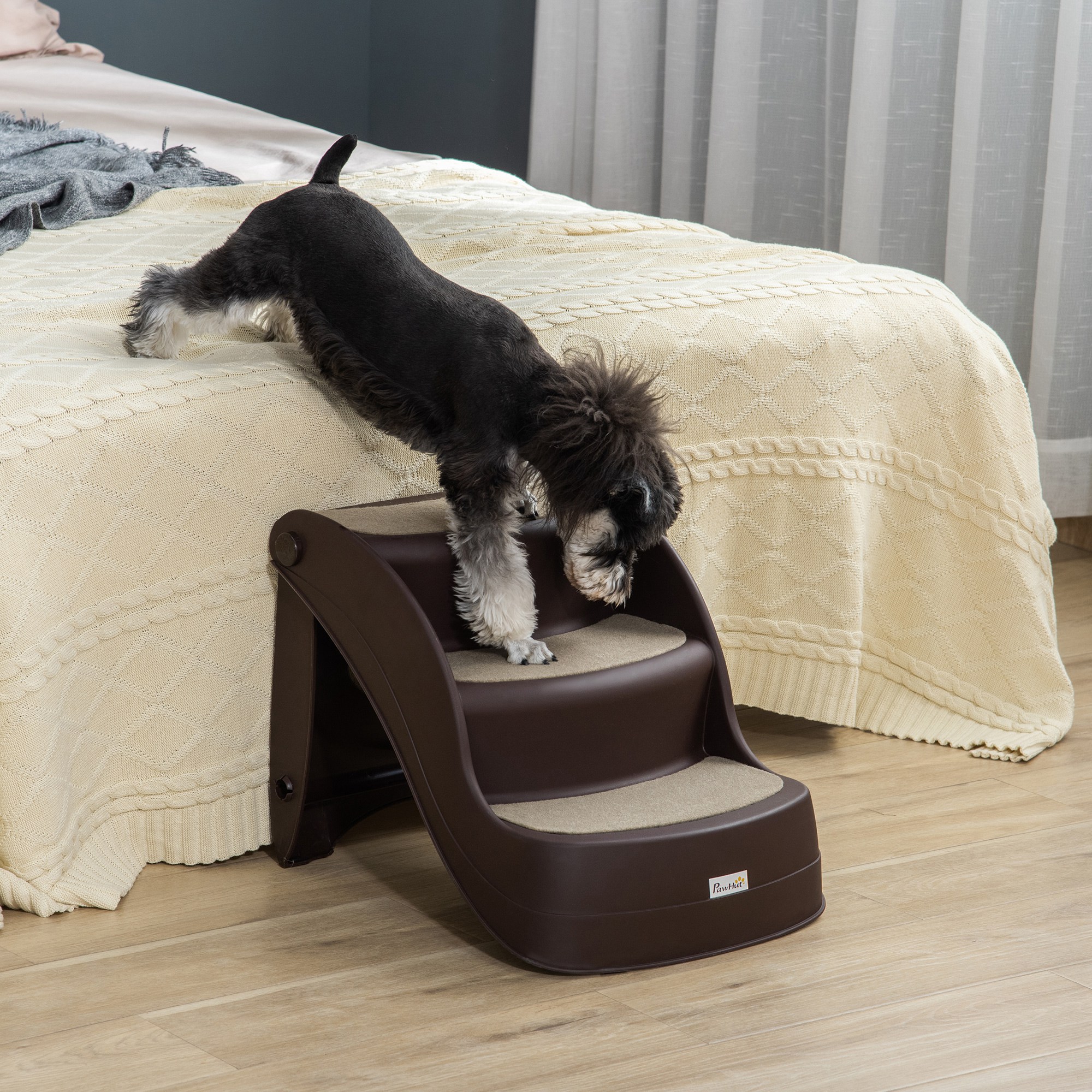 PawHut Portable Pet Stairs Foldable Steps for Small Dogs and Cats 3 ...