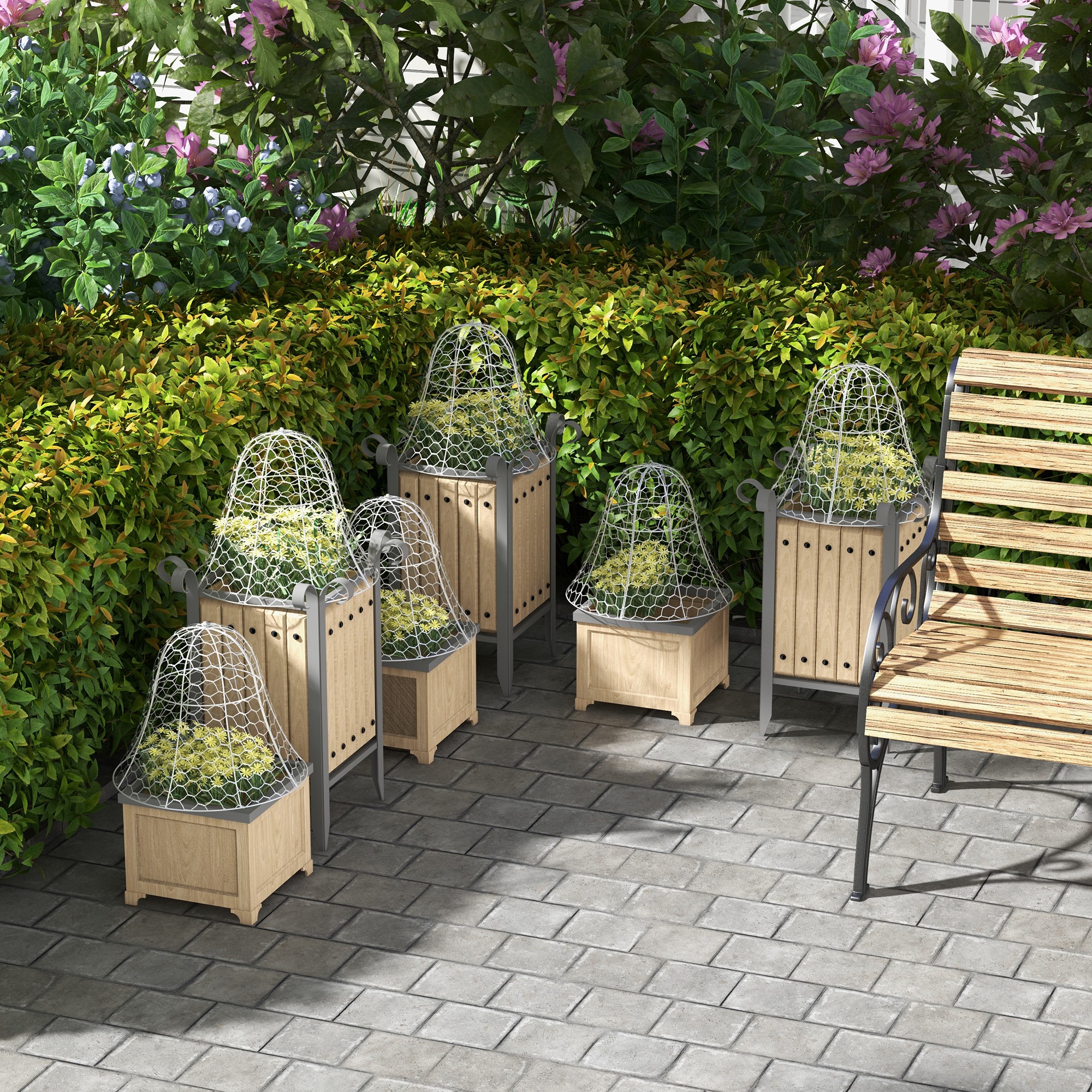 Outsunny 6 Pack Garden Cloches for Plants, 16" x 13" Metal Crop Cage ...