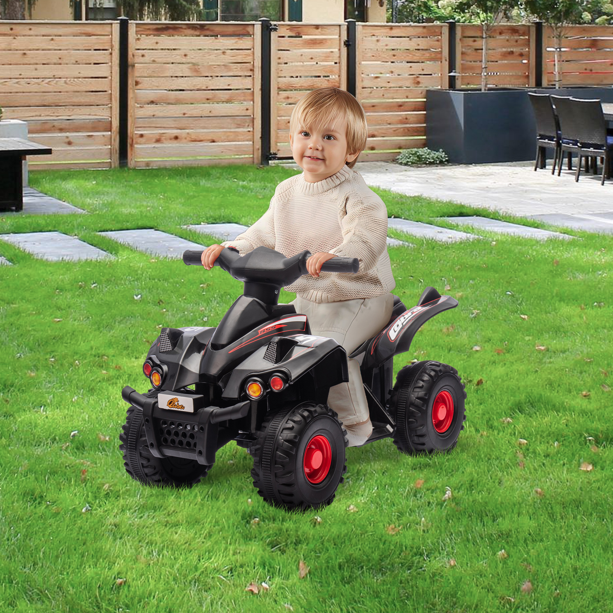 Qaba 6V Kids ATV, 4 Wheeler Quad Car w/ Music for 2-6 Years, Black ...