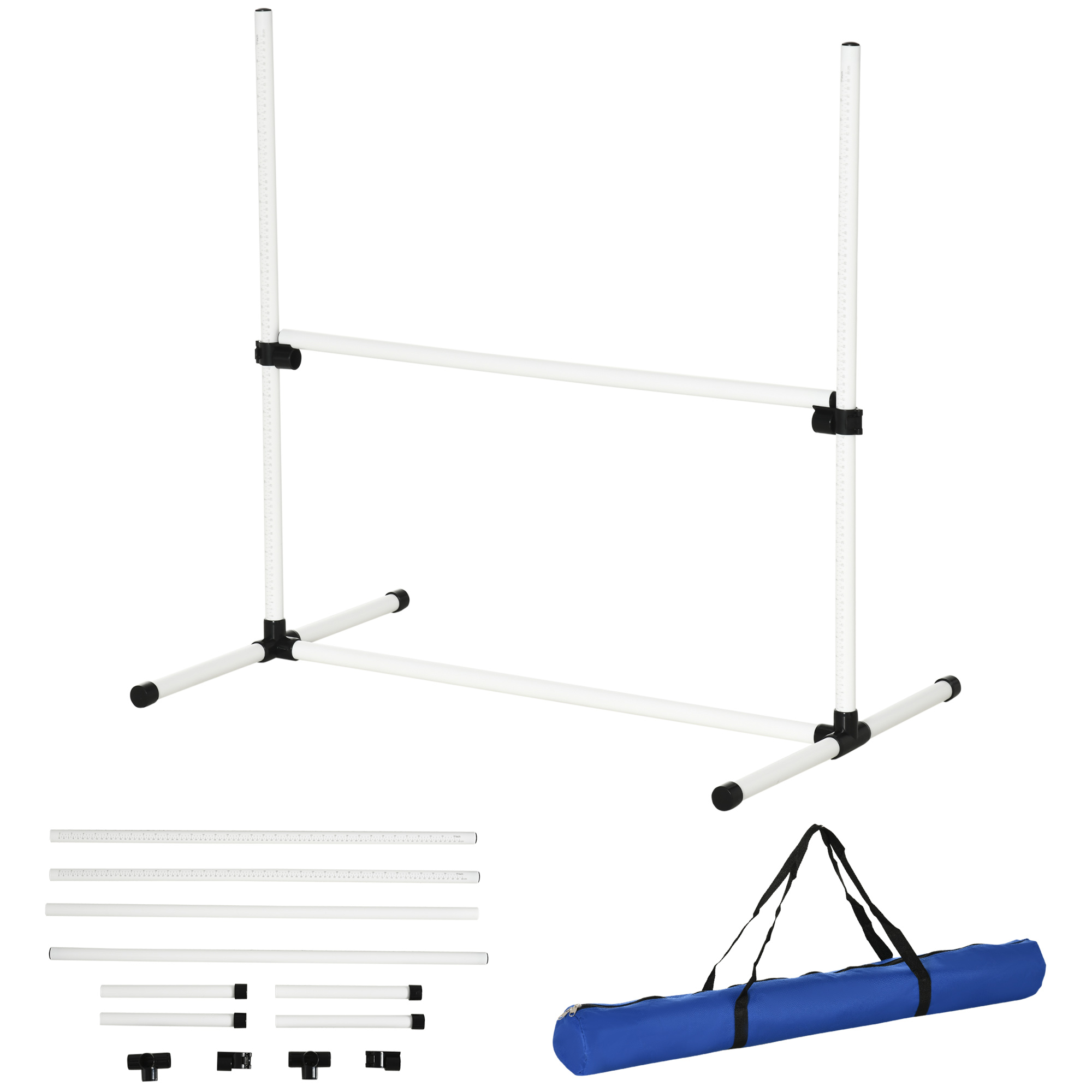 PawHut Adjustable Dog Agility Training Equipment Jump Bar With Carrying ...