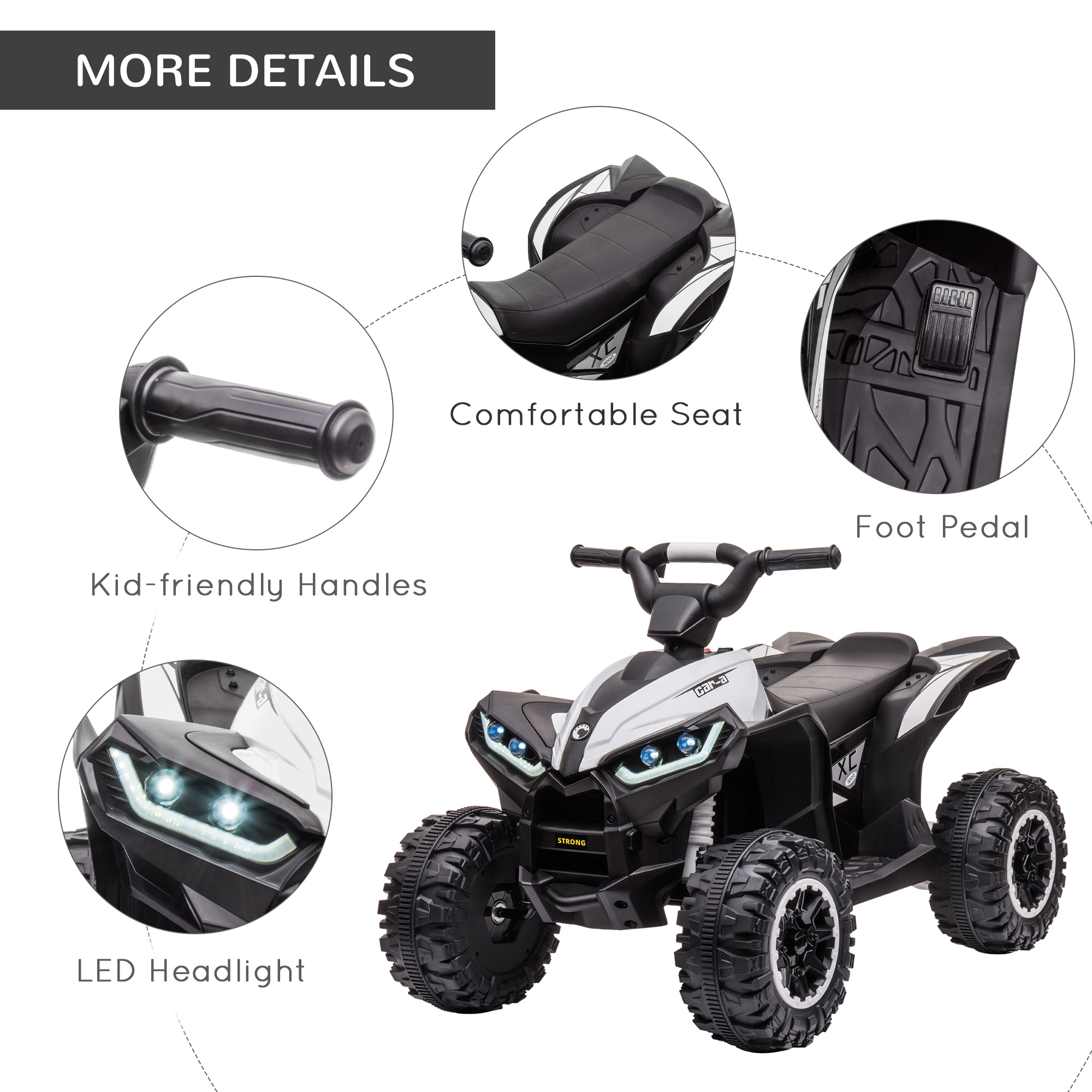 Aosom 12V Kids ATV Quad Car with Forward & Backward Function, Four ...